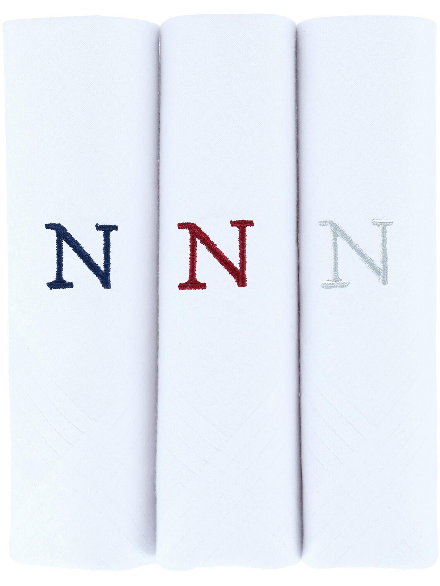 Umo Lorenzo Cotton Boxed Initial Alphabet Handkerchiefs, Pack of 3, Men ...