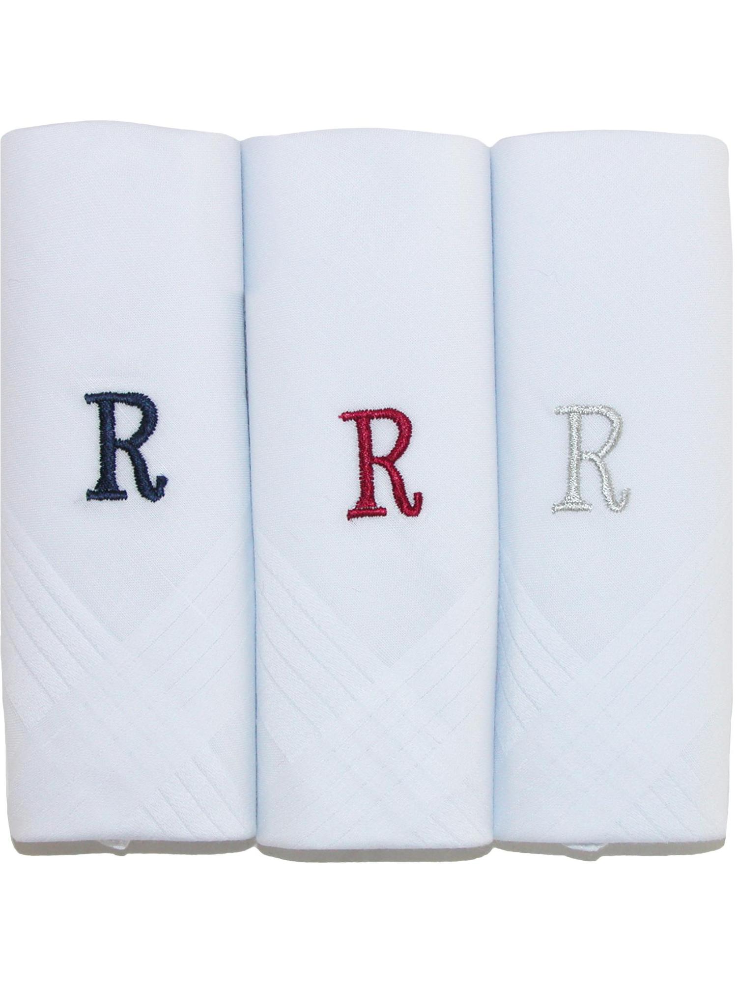 Umo Lorenzo Men's Cotton Boxed Initial Alphabet Handkerchiefs, Pocket ...