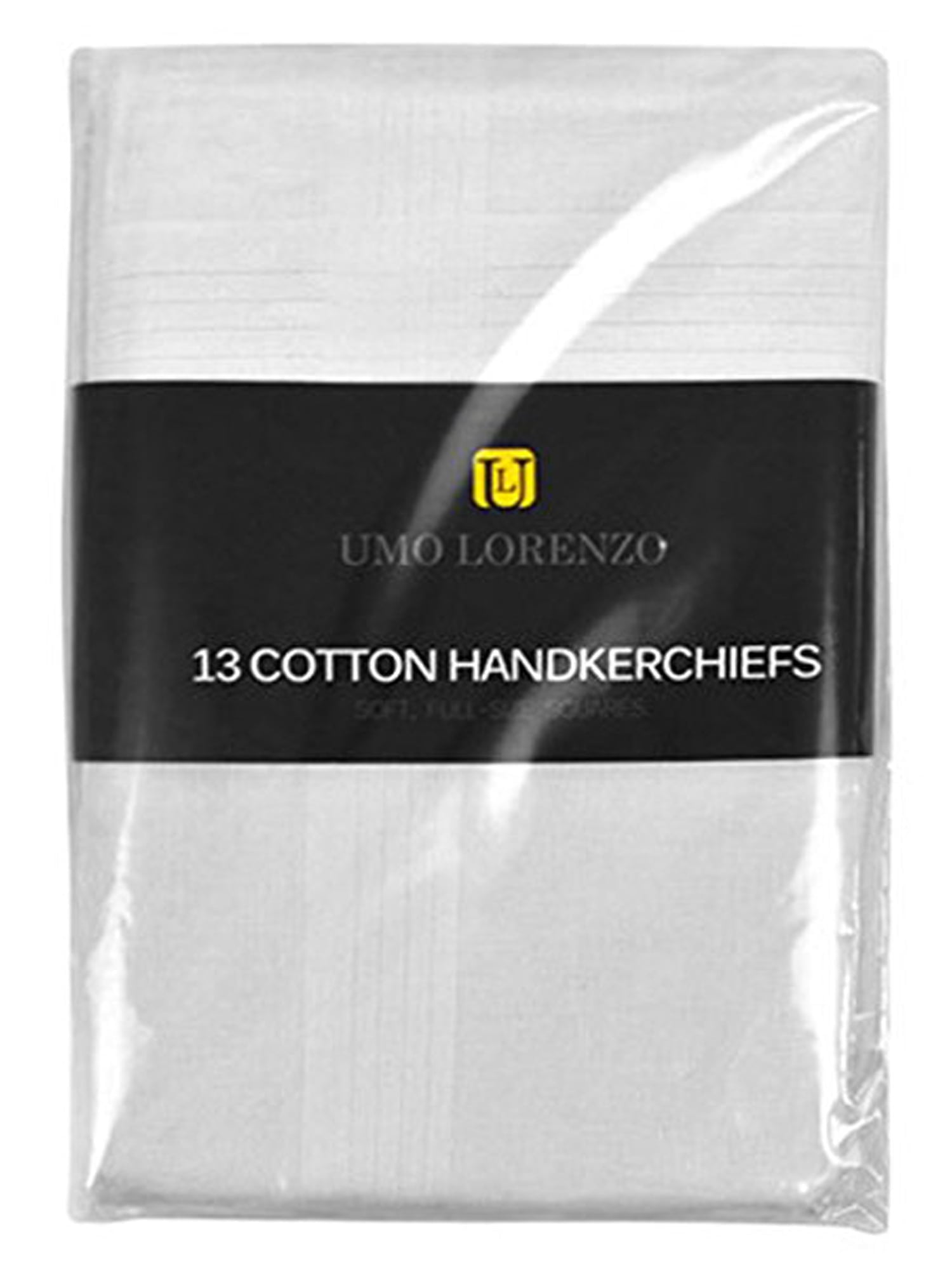 Umo Lorenzo 13 Pack White Cotton Men's Handkerchiefs, 100% Pure, 16x16 ...