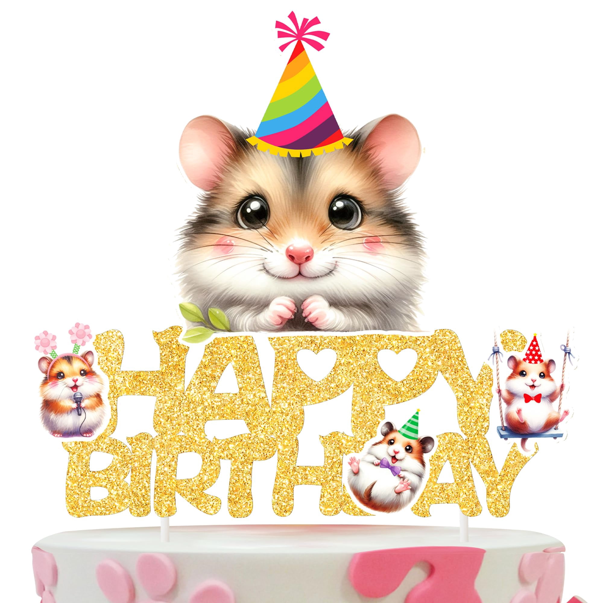 Umoni Hamster BirthdayTRDN Cake Topper, Guinea Pig Cake Topper, Glitter ...