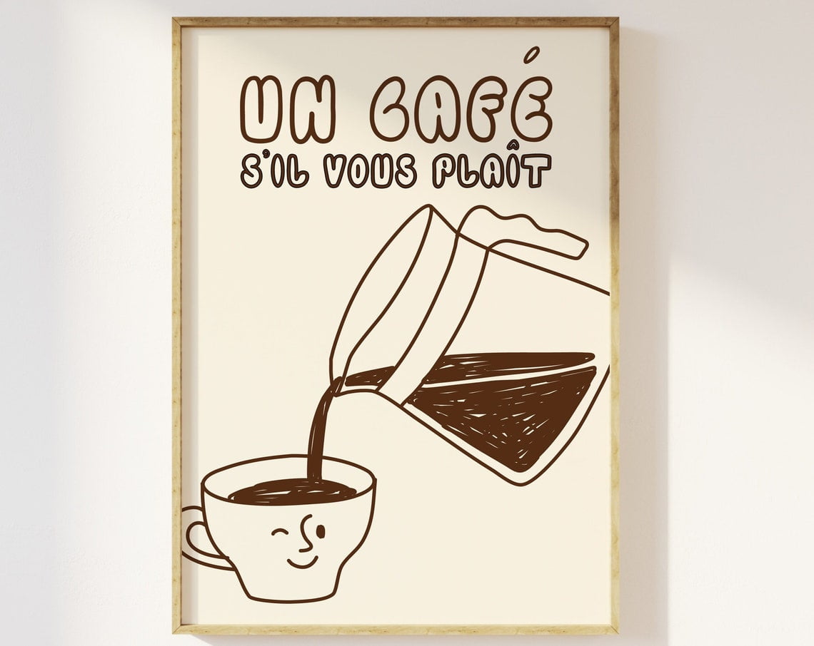 Un Café S’Il Vous Plaît French Coffee Kitchen Print - Aesthetic Kitchen ...