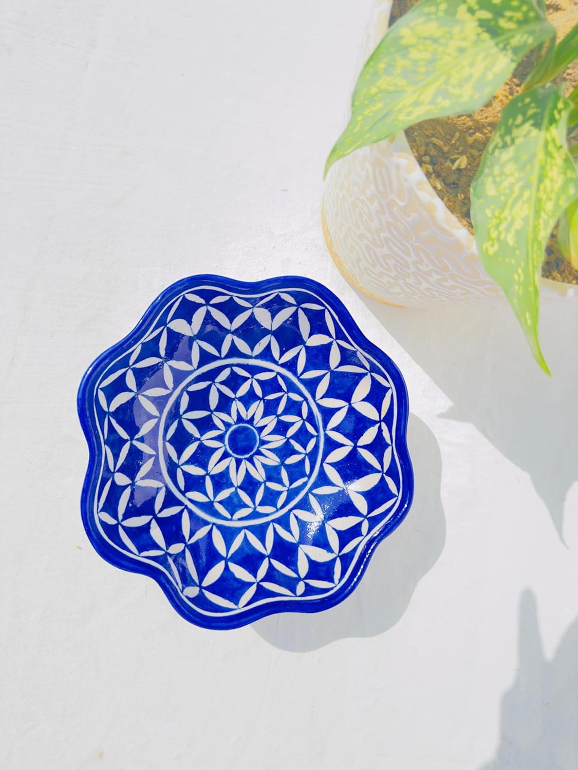 UnCommon Edition Handcrafted Blue Pottery Ceramic Serving Mixing Bowl ...