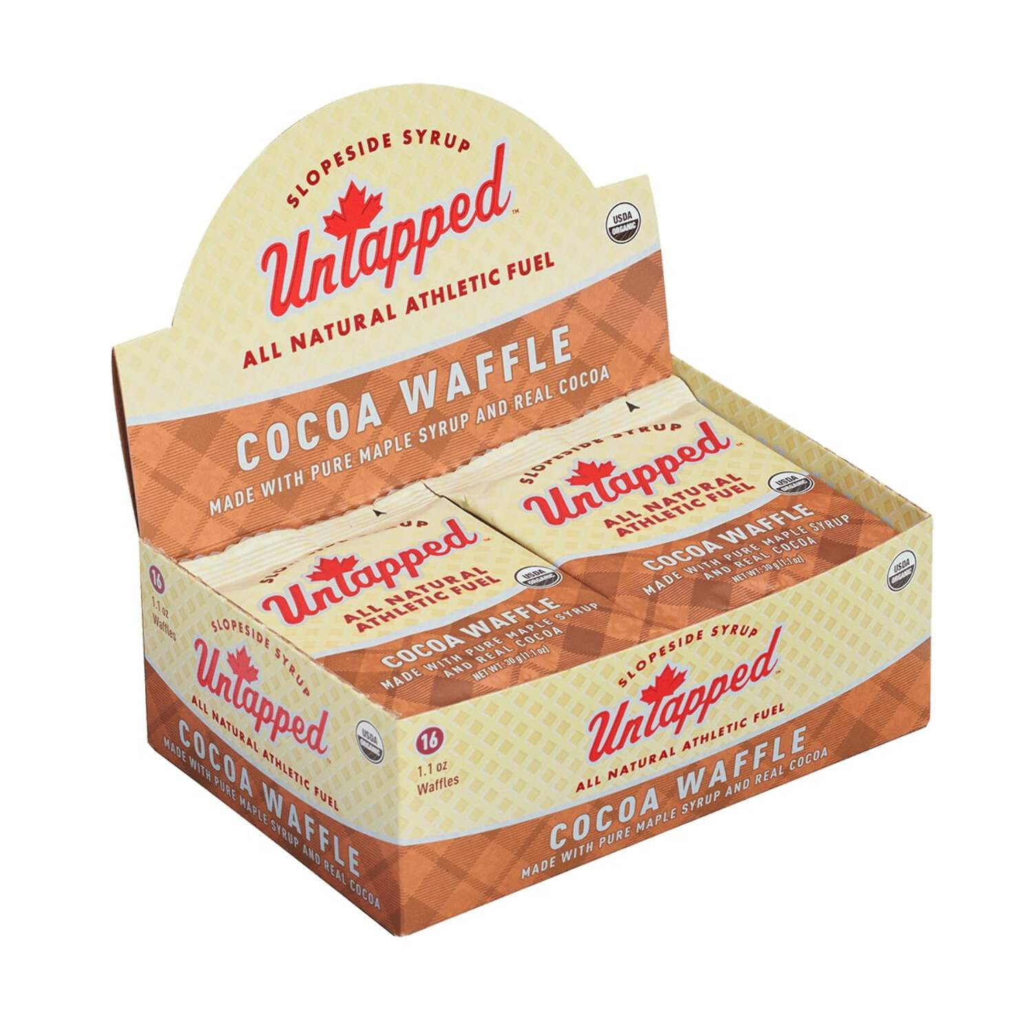 UnTapped Organic Maple Cocoa Waffles - Individually Wrapped - Box of 16 ...
