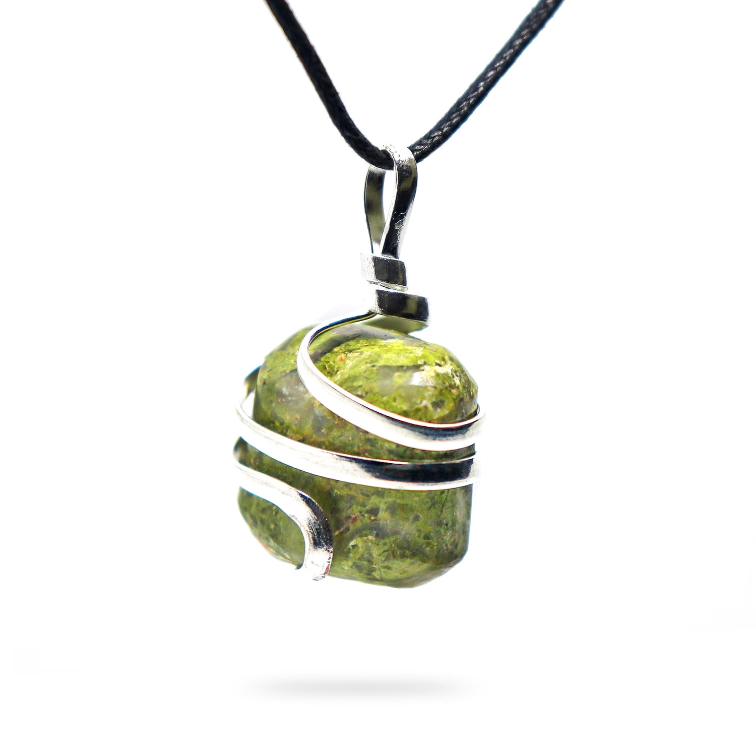 Unakite Jasper Gemstone Pendant Necklace - 18-22 Inch Adjustable Cord ...