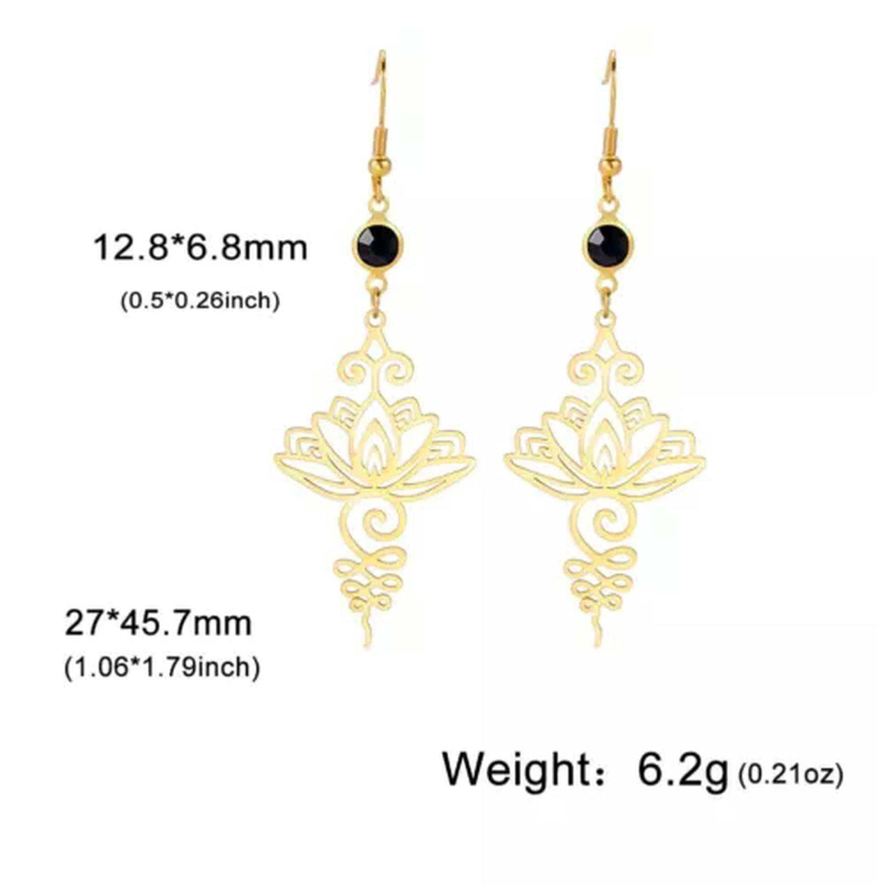 Unalome Lotus Flower Dangle Earrings Stainless Steel Yoga Drop Earring ...