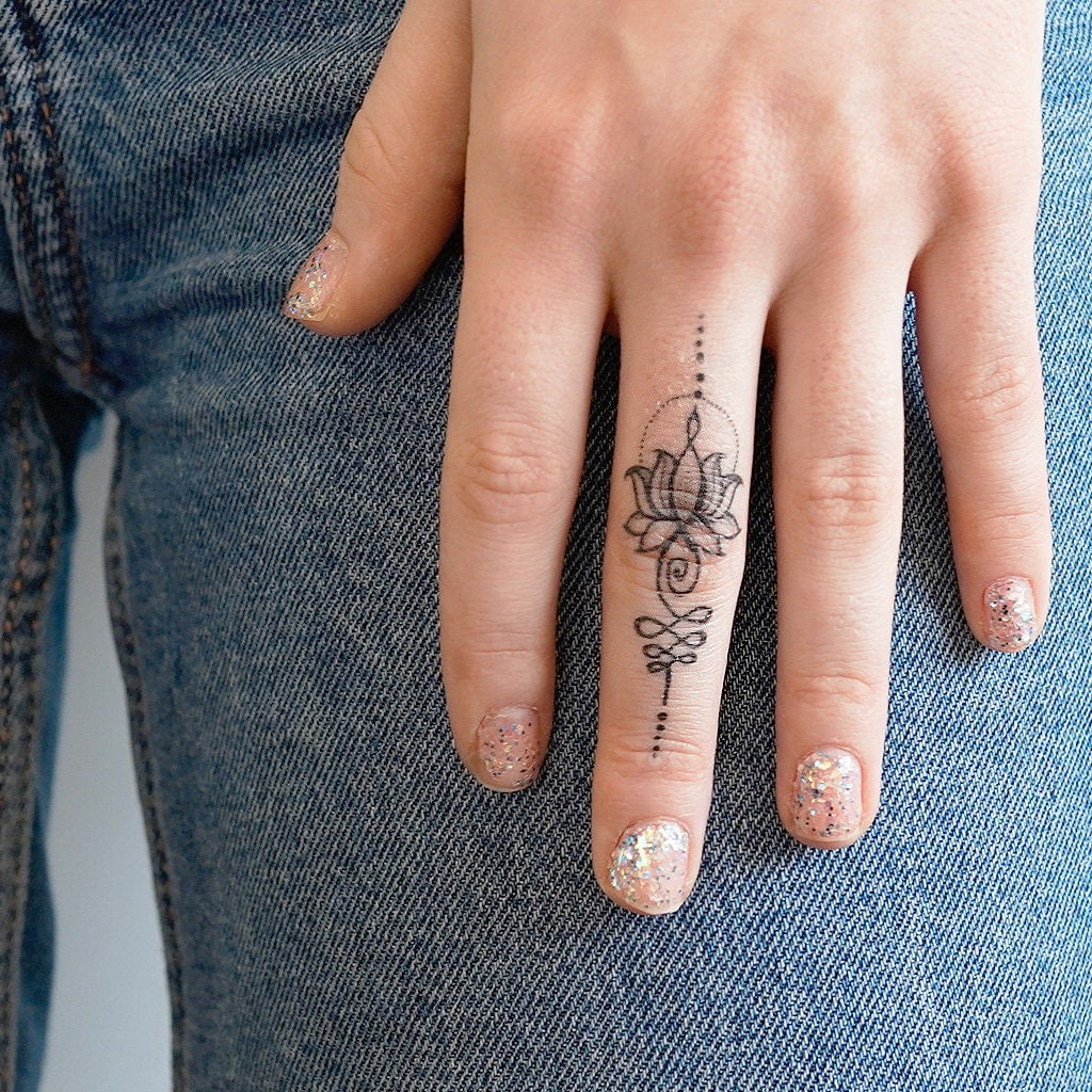 Unalome Lotus (Set of 2) - Small Unalome Tattoo / Lotus Tattoo ...
