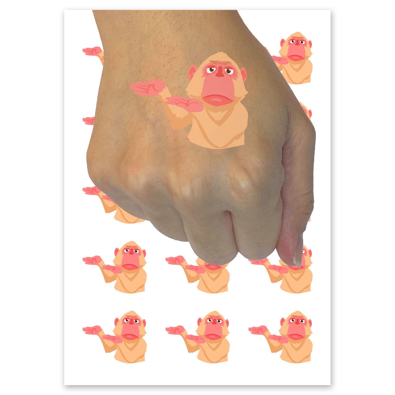 Unamused Monkey Presenting with Hands Gesture Temporary Tattoo Water ...