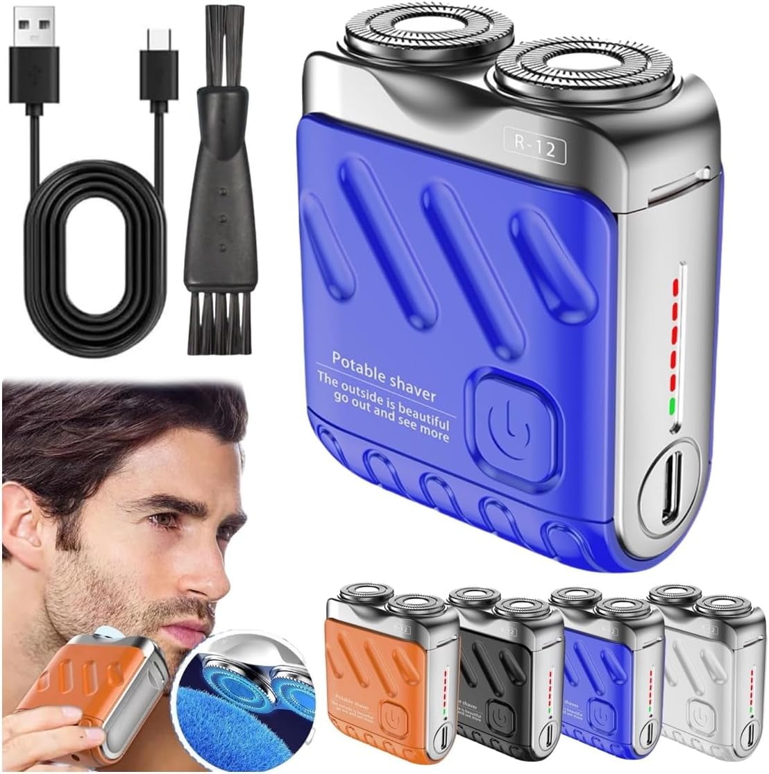 Unanmouspier Portable Rotary Dual Ring Electric Shaver, R-12 Luggage ...