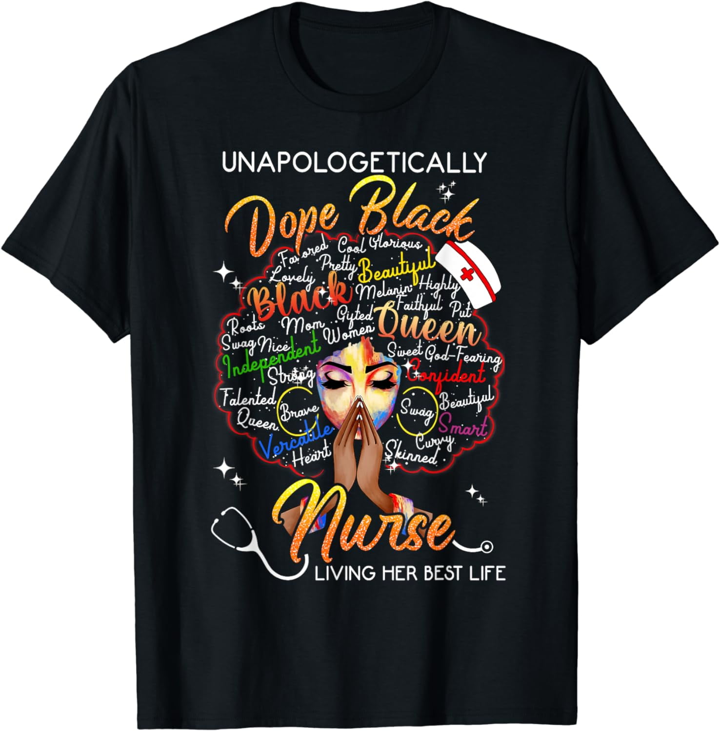 Unapologetic Dope Black Nurse Rn Practitioner Afro Melanin T-Shirt ...