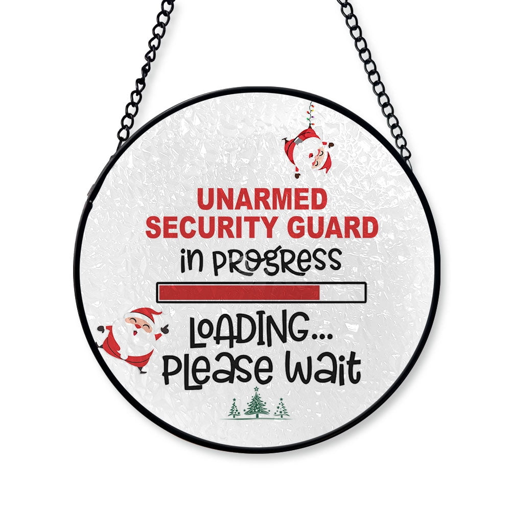 Unarmed Security Guard in Progress Stained Glass Window Hanging 2025 ...