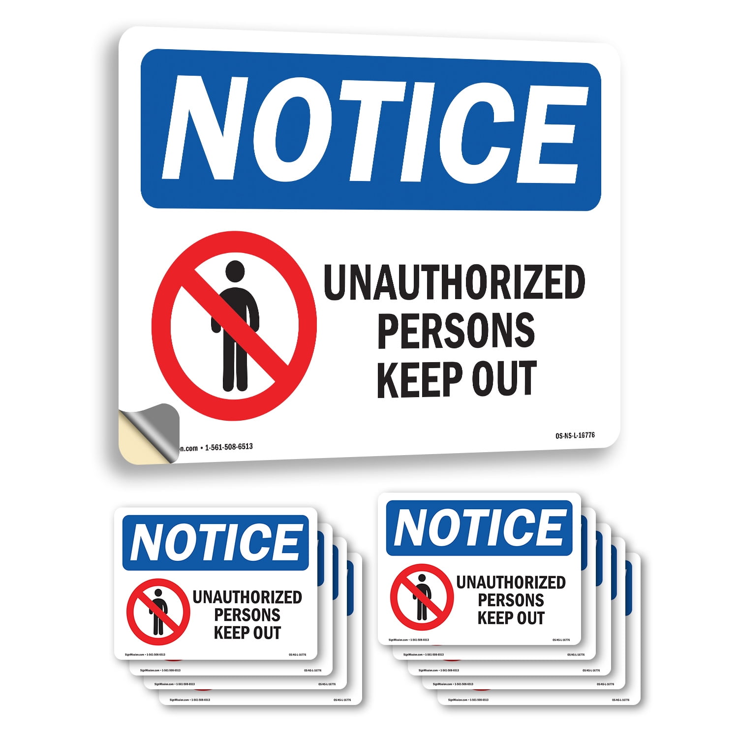 Unauthorized Persons Keep Out OSHA Notice Vinyl Decal Label 10 Inch x 7 ...