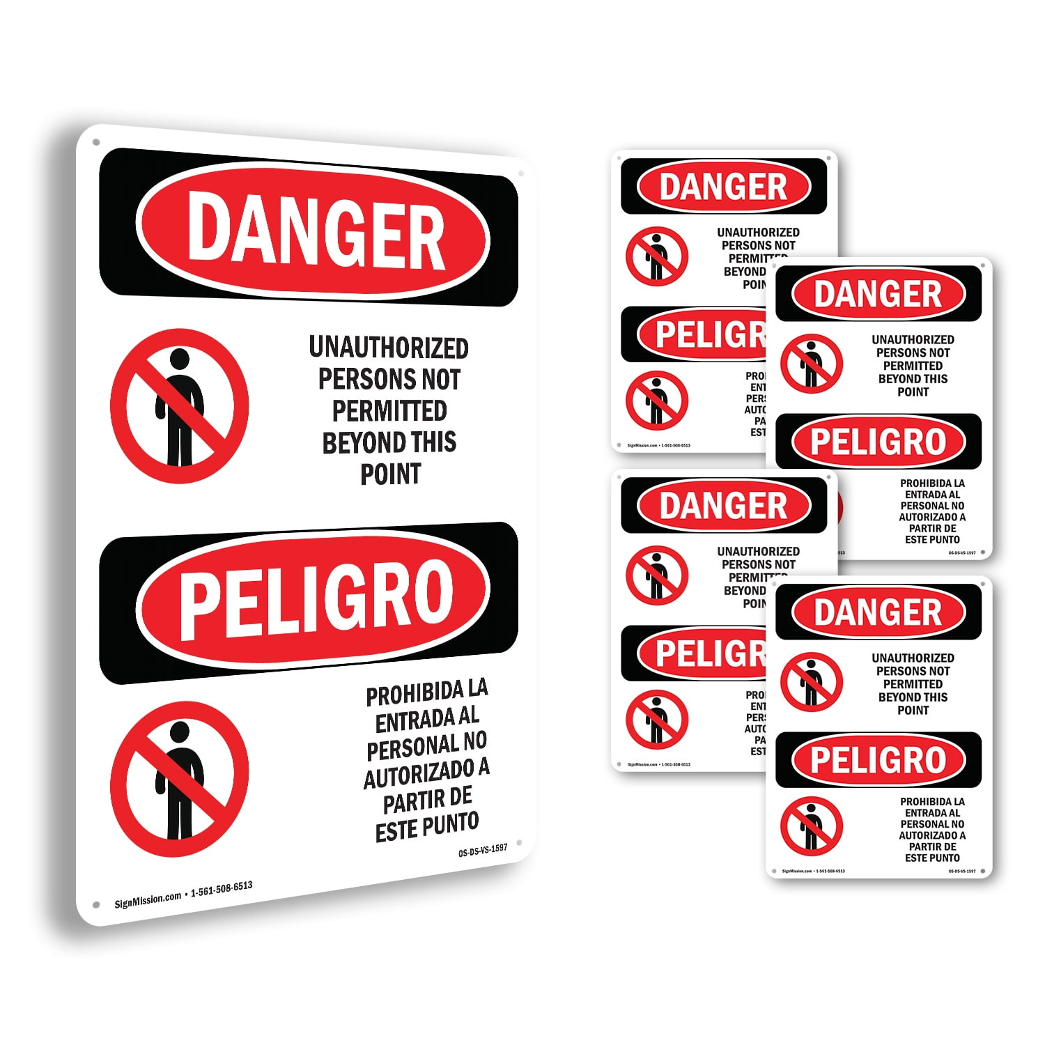 Unauthorized Persons Not Permitted Bilingual OSHA Danger Rigid Plastic ...