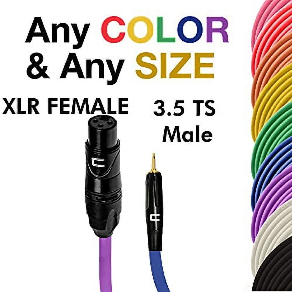 Unbalanced XLR Female Cable to 3.5 TS Male - 35 Feet Blue - Pro 3-Pin ...