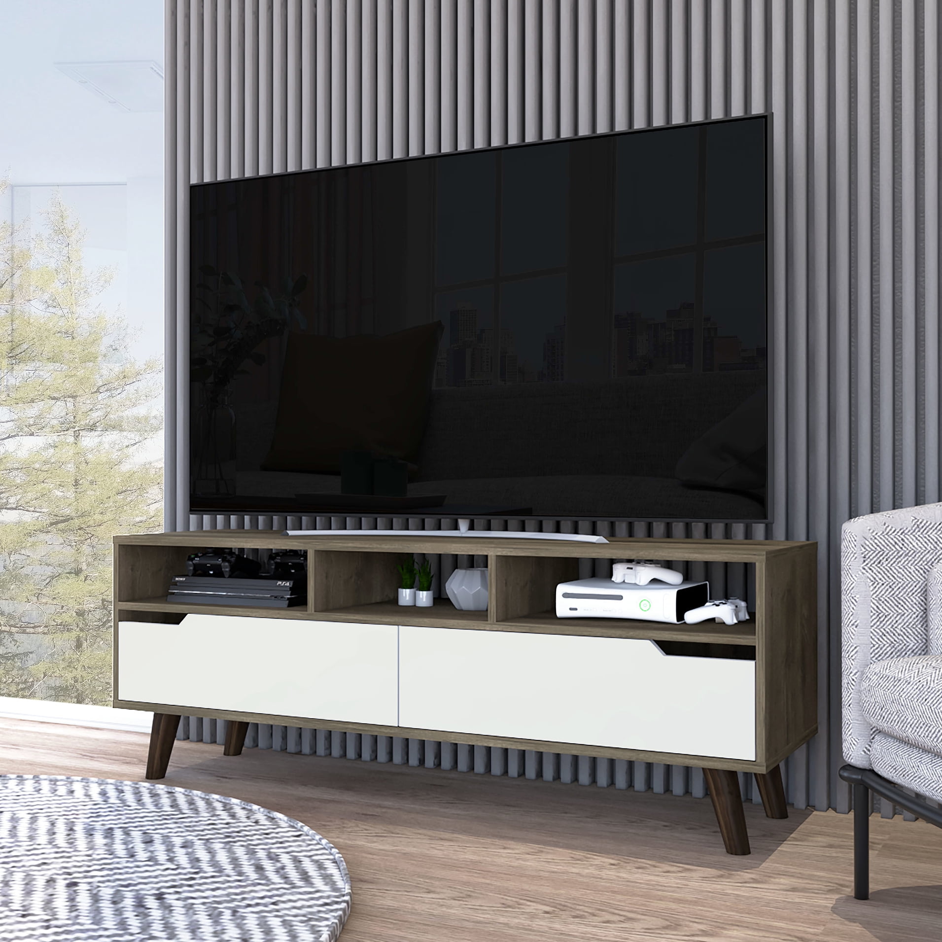 Unbelievable Tv Stand: Accommodates Tvs Up To 52", Features Four Legs ...