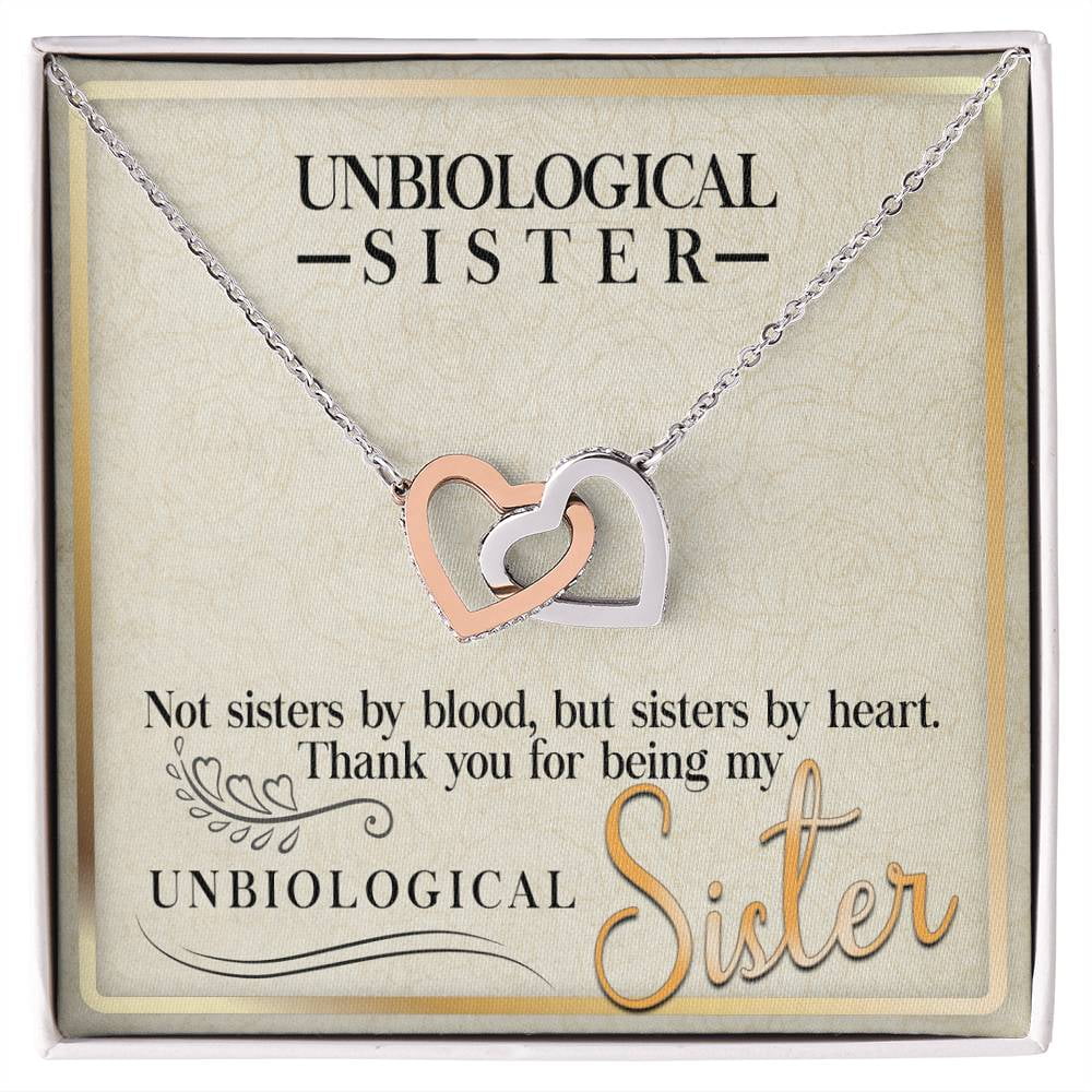 Unbiological Sisters, Interlocking Hearts Necklace, 14K White Gold or ...