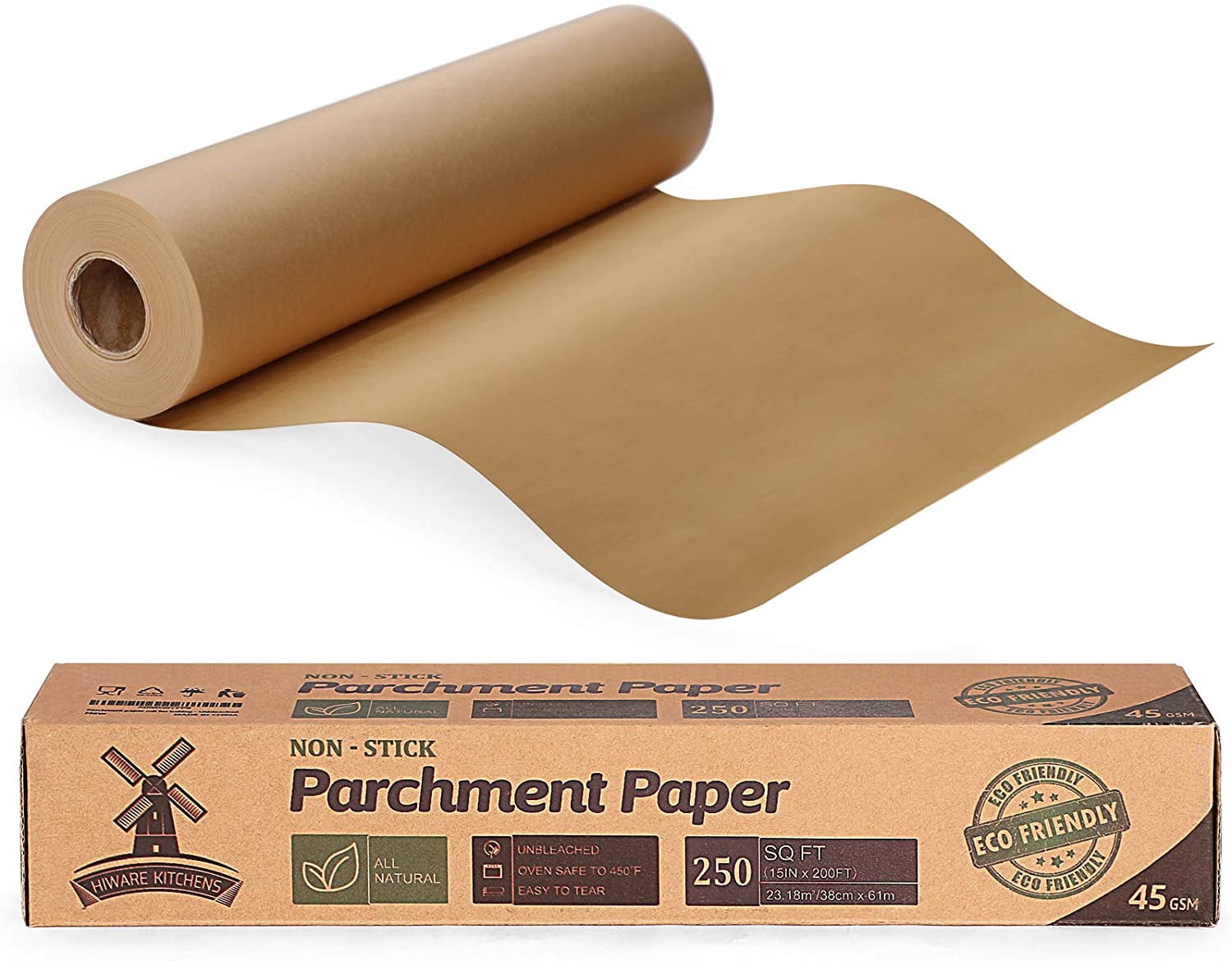 Unbleached 15 x 200 ft Parchment Baking Paper Roll - 250 Sq.Ft for ...