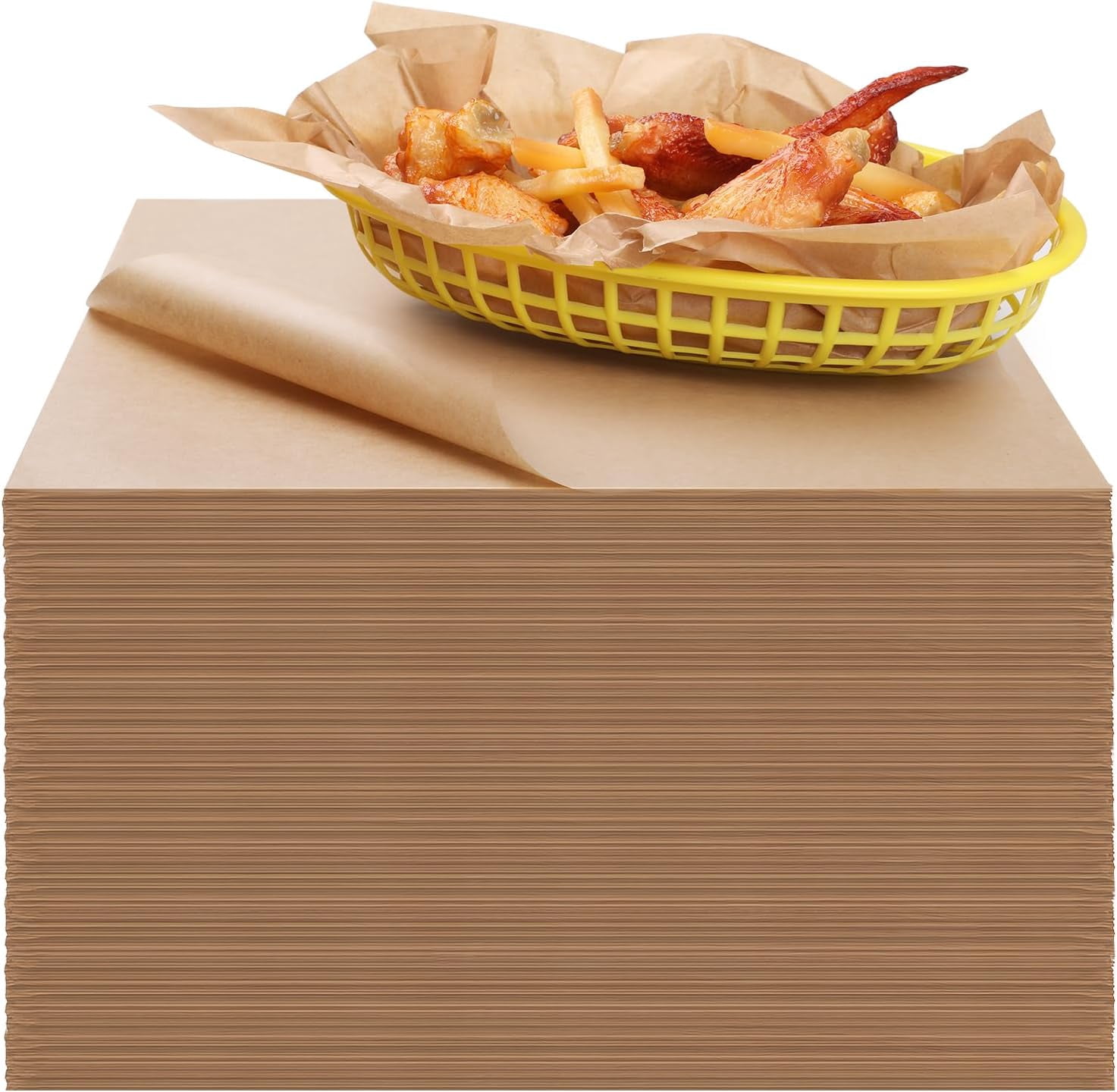 Unbleached Waxed Deli Paper Sheets 12 * 12 Inch, 100 Pcs Food Basket ...