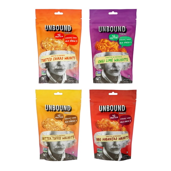 Unbound Snacks Flavored Nuts DEF29 - Variety Walnuts Sampler, 4 oz ...