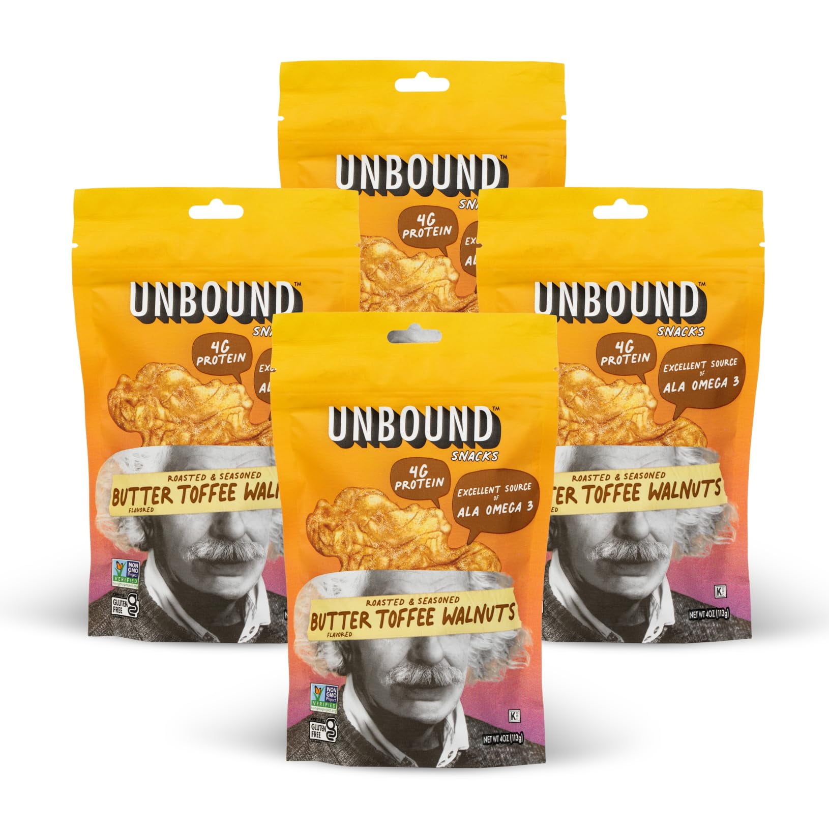 Unbound Snacks Flavored Nuts VTF5 - Butter Toffee Walnuts, of 4 ...