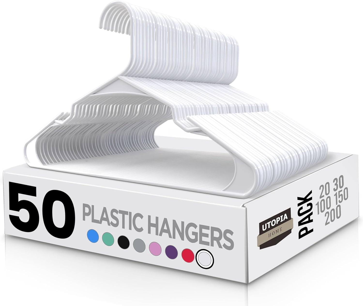 Unbrand - Plastic Hangers 50 Pack - Perfect Space Saving Clothes Hanger ...