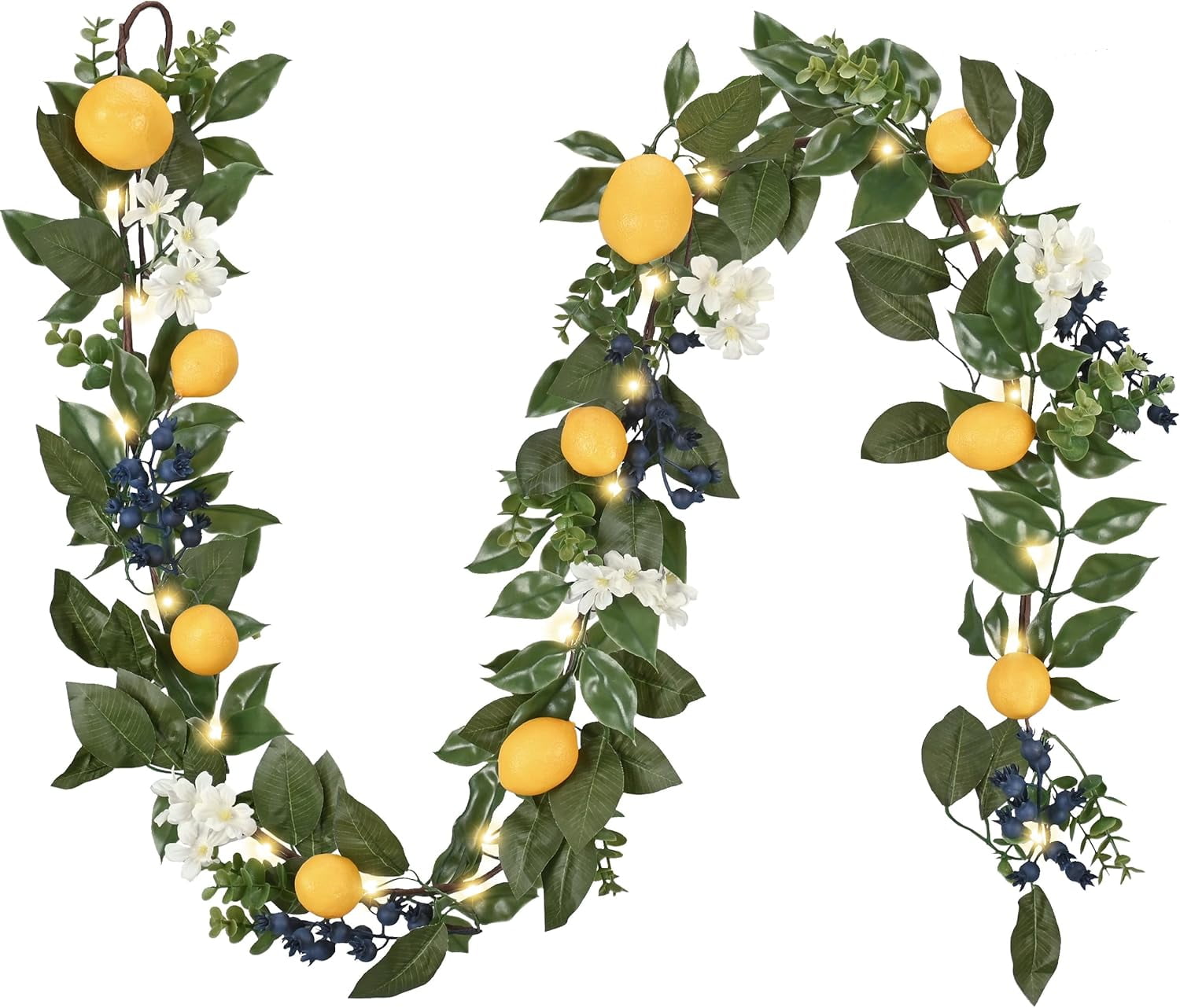 Unbrand Summer Lemon Garland for Mantle with Lights, 6FT Spring Fake ...
