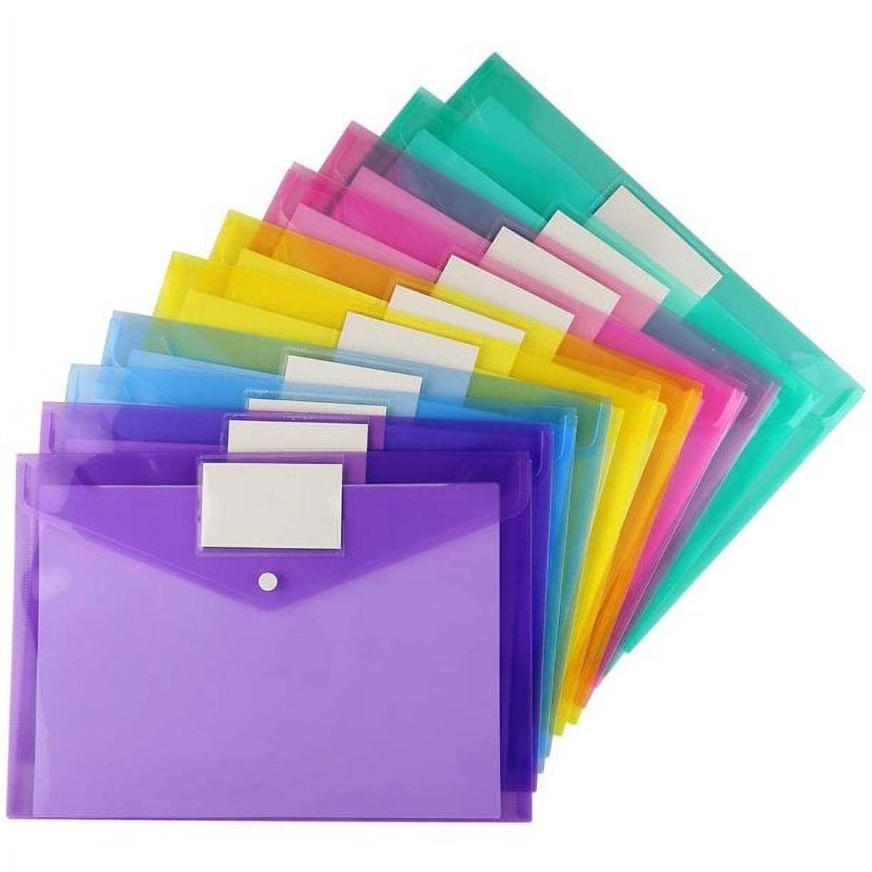 Sooez 12 Pack A4 Plastic Envelopes, Clear Document Folders with Label ...