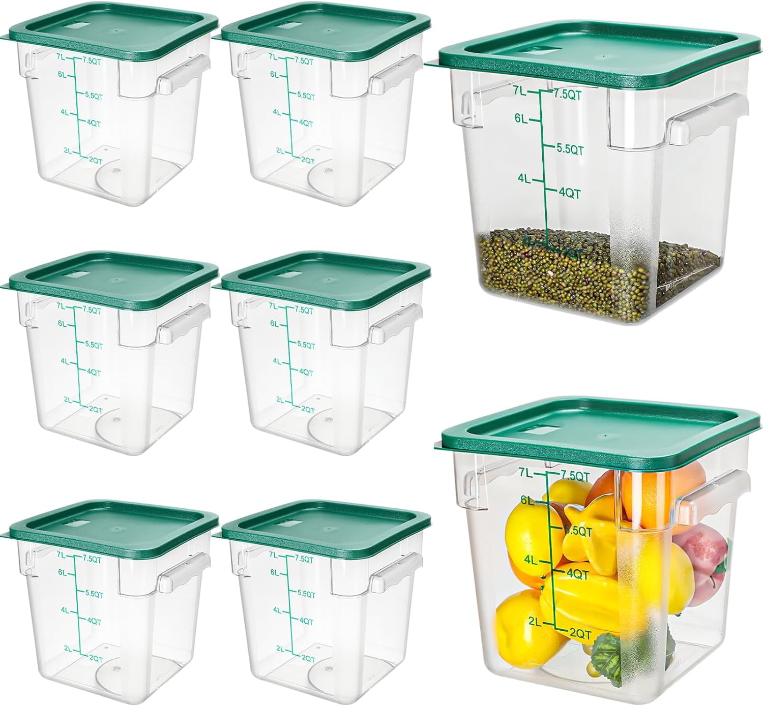 Unbranded 8 Pack 8 Qt Clear Food Storage Container with Handles and Lid ...