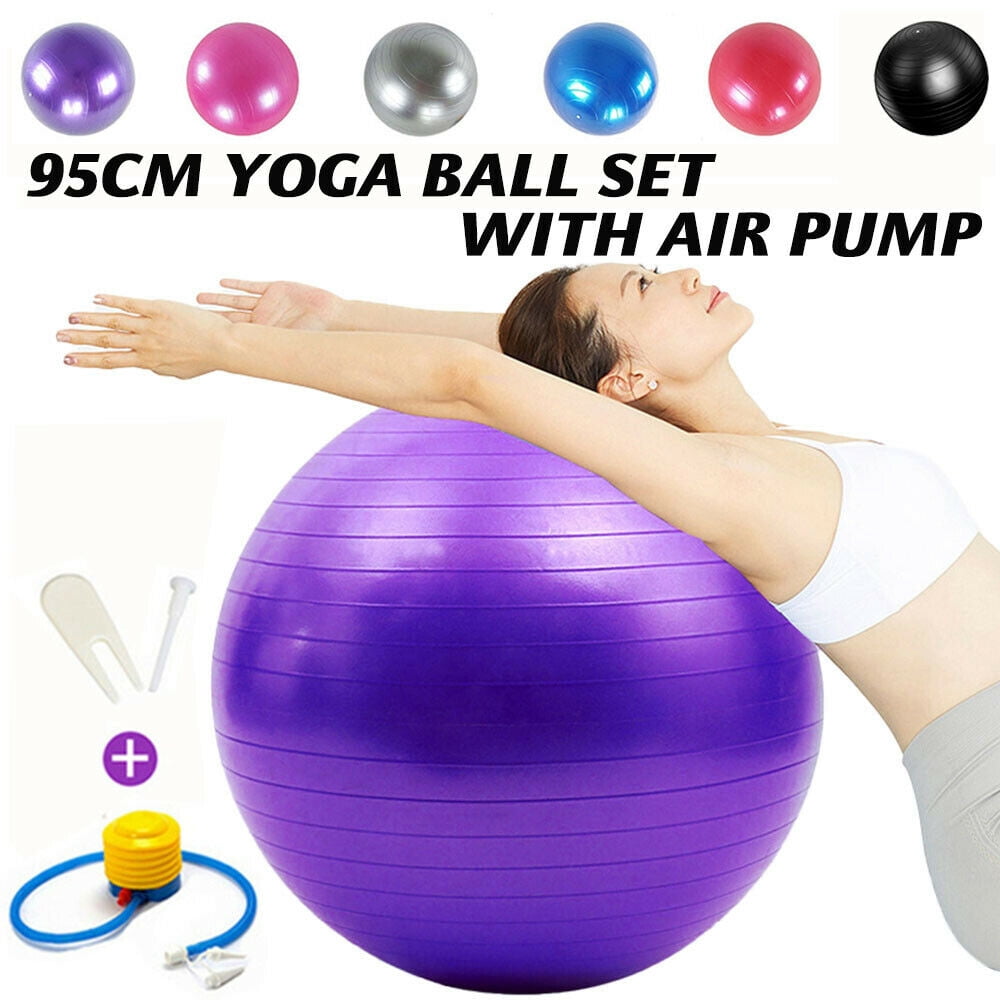 95 cm Anti Burst Inflatable Exercise Ball for Fitness, Purple - Walmart.com