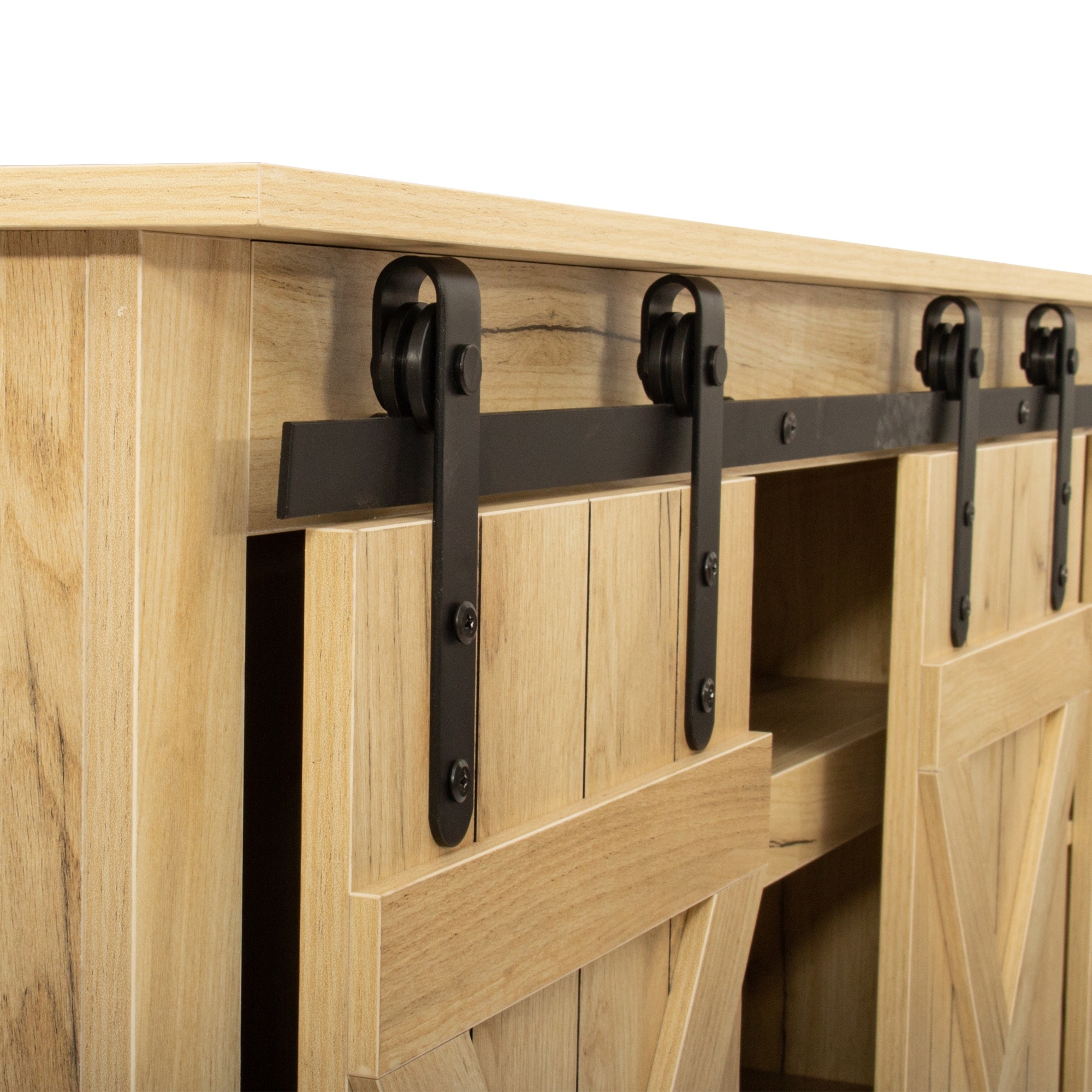 Unbranded Farmhouse TV Stand with Sliding Barn Door and Wood Storage ...