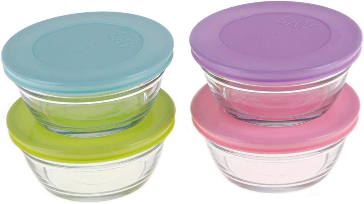 Unbranded Glass Food Storage Set with Colorful Lids | Lunch Bowls ...