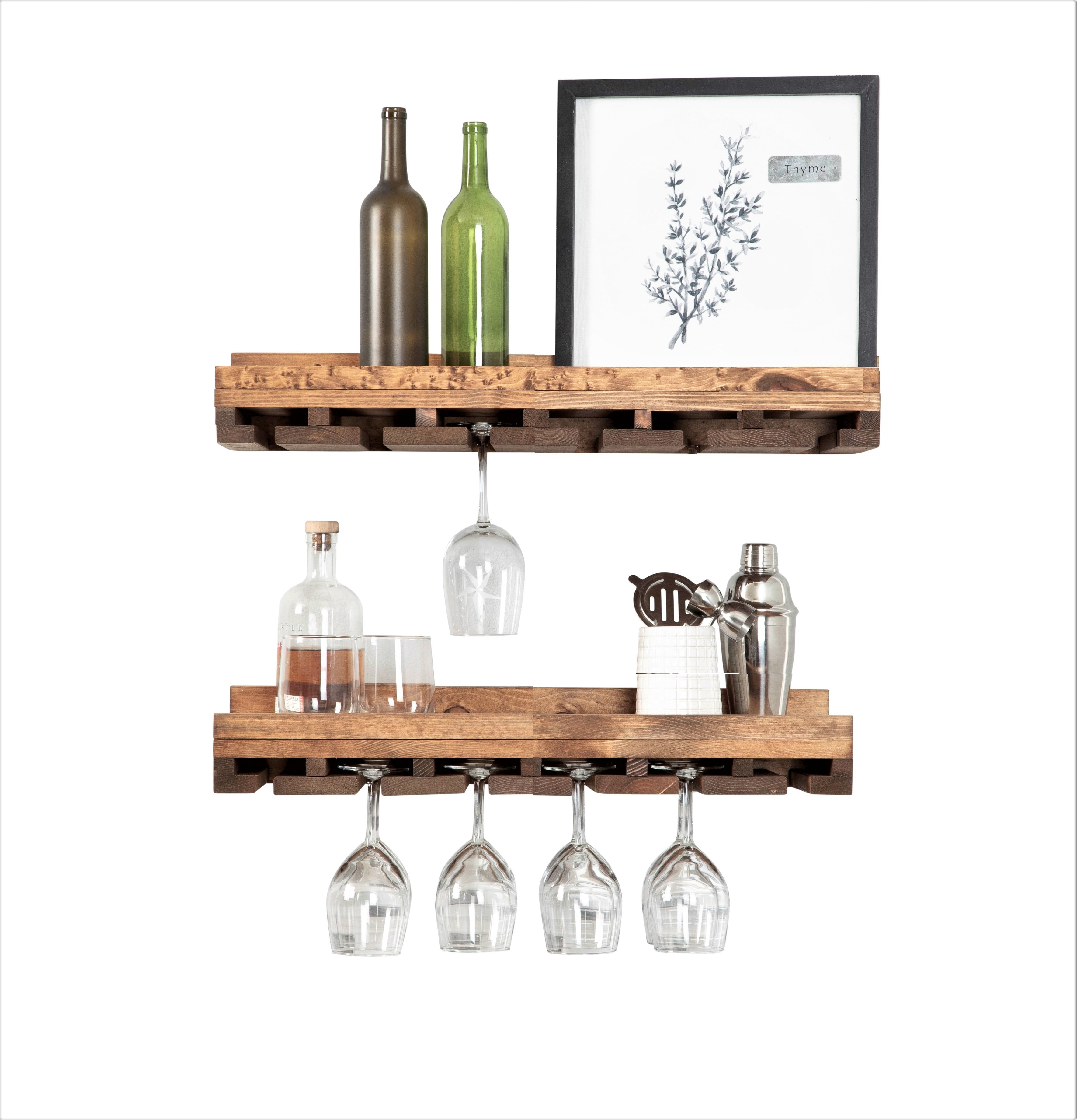 Unbranded Home LLC Rustic Luxe Stemware Wall Mounted Wine Rack Shelves ...