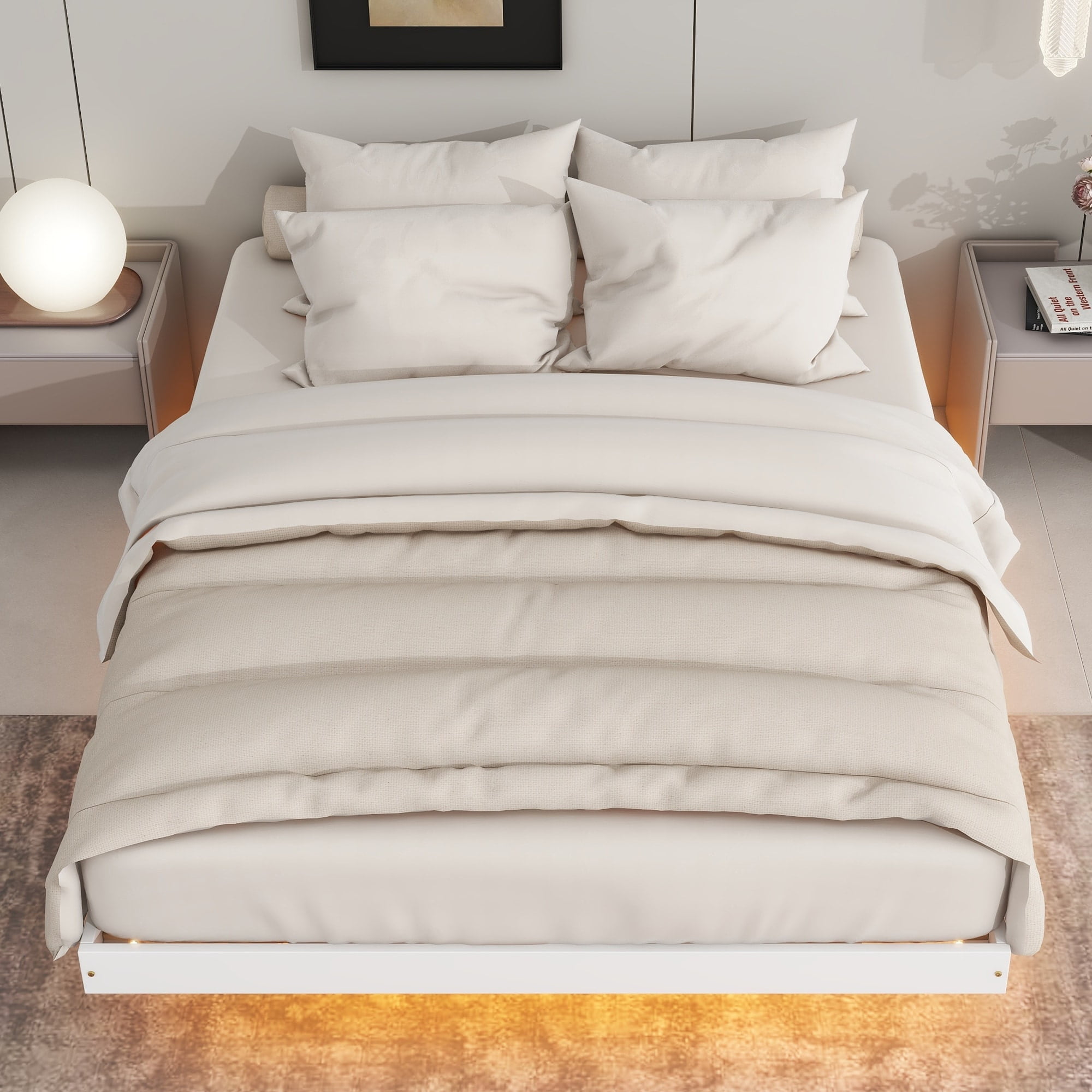Unbranded Multi-size floating beds with LED lights underneath, modern ...