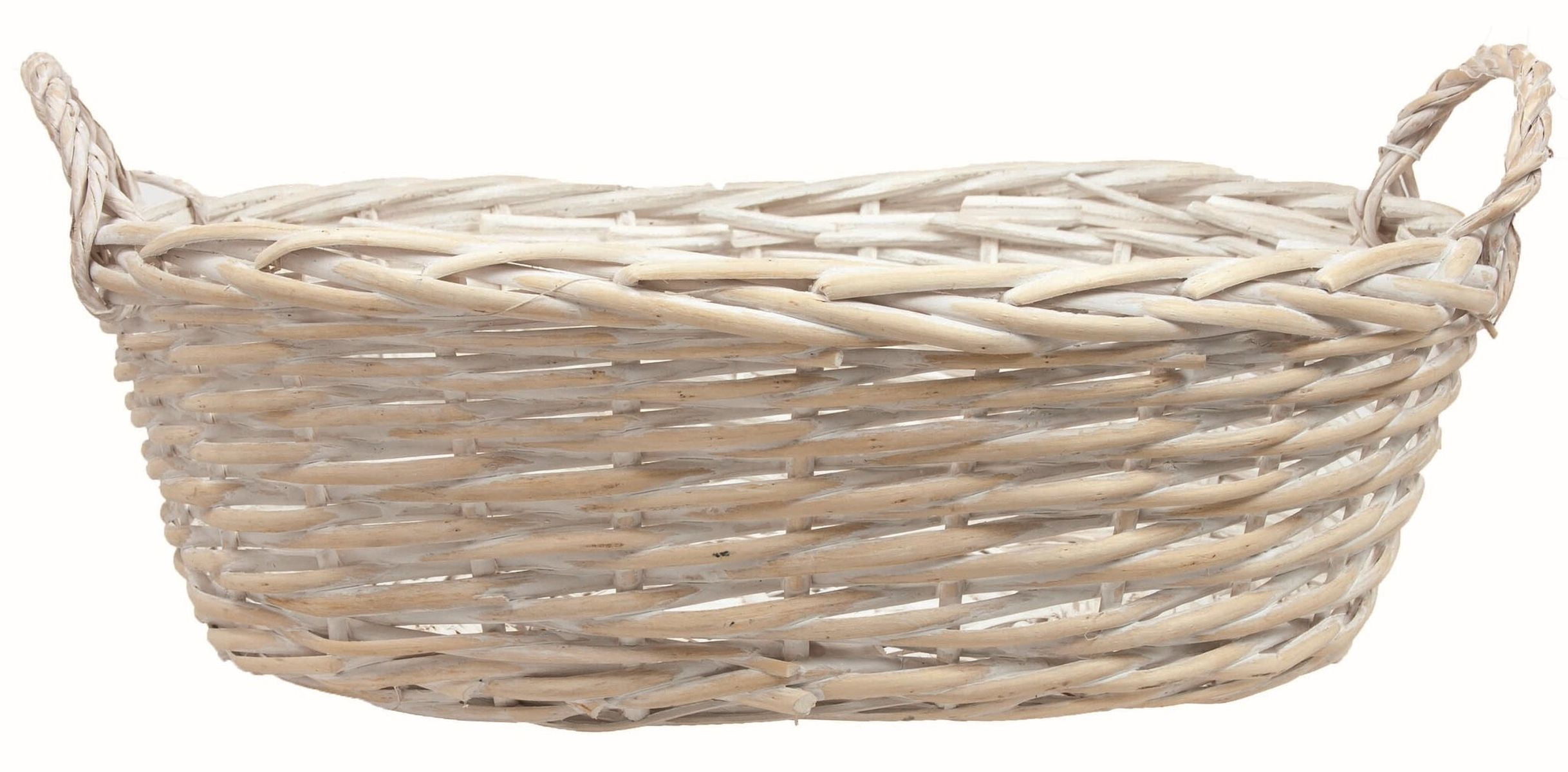 Unbranded White Washed Willow With Handles Basket - Walmart.com