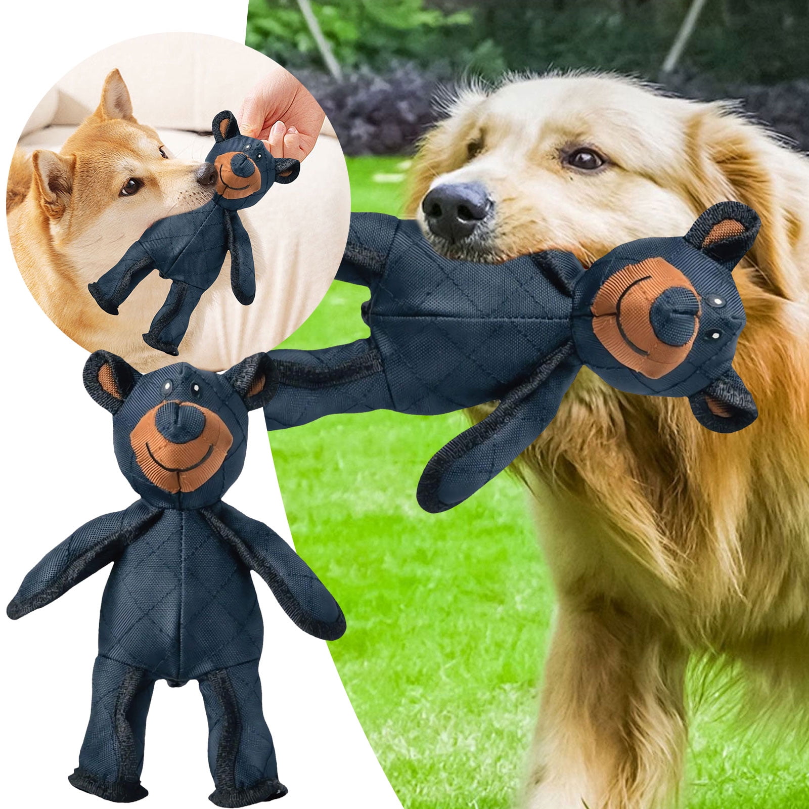 Teekol Unbreakable Dog Toy, Indestructible Plush Squeaky Bear for ...