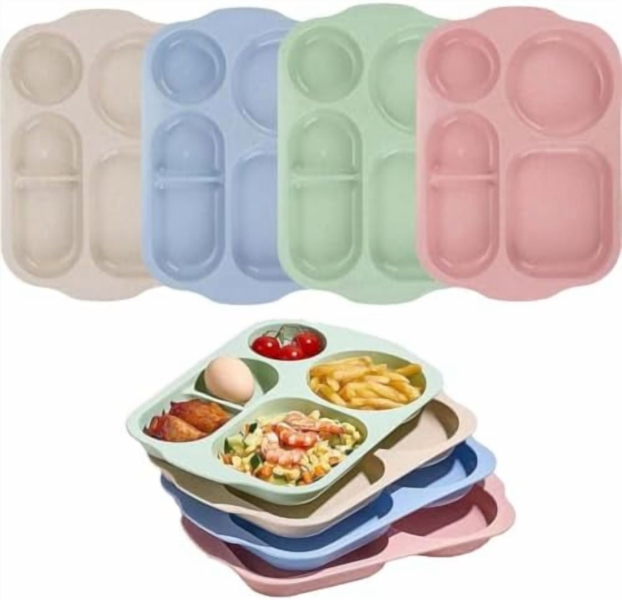 Unbreakable Divided Portion Plates,12 Inch Large Fast Food Tray for ...