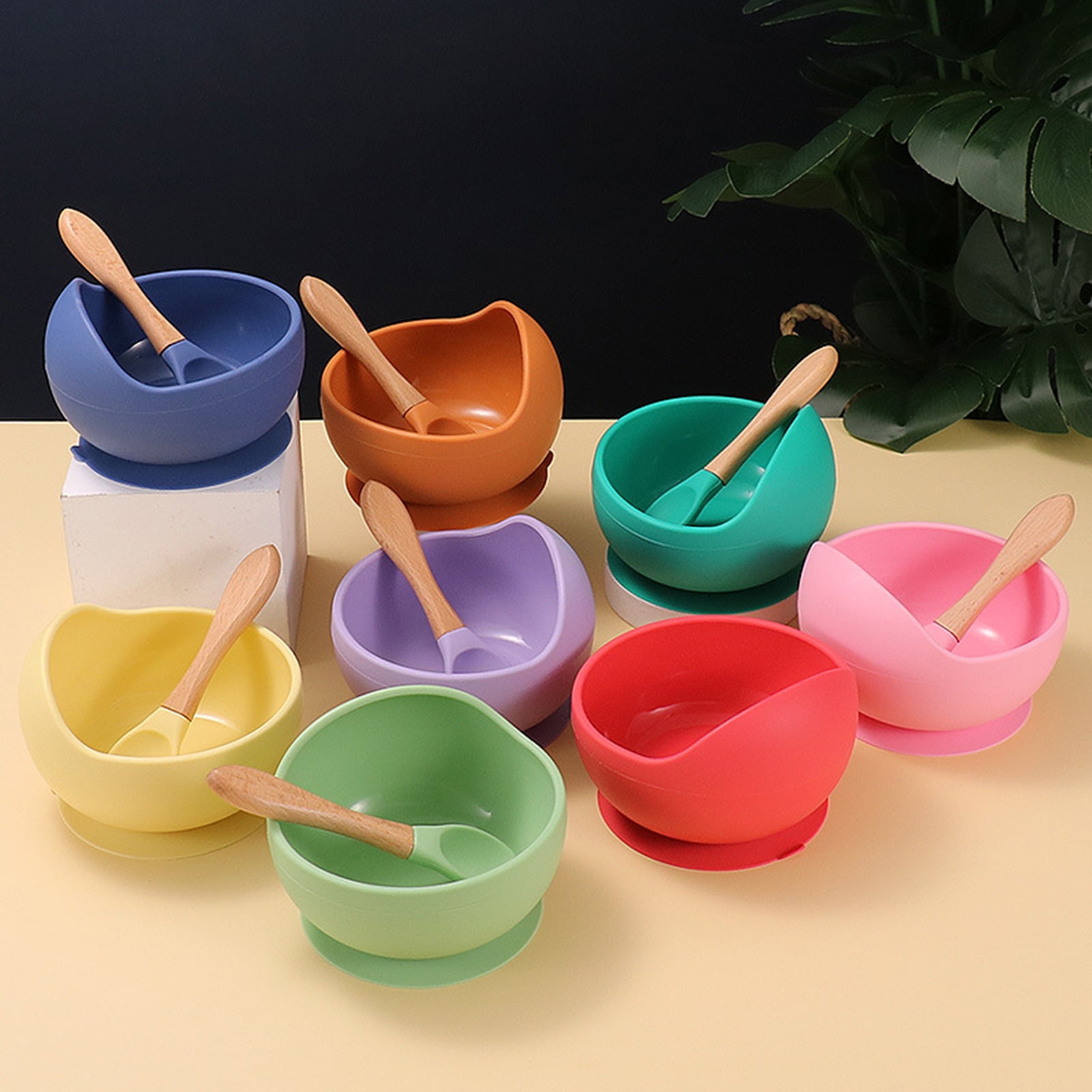 Unbreakable Feeding Bowl Anti-crack Silicone Food Grade Spoon Included ...
