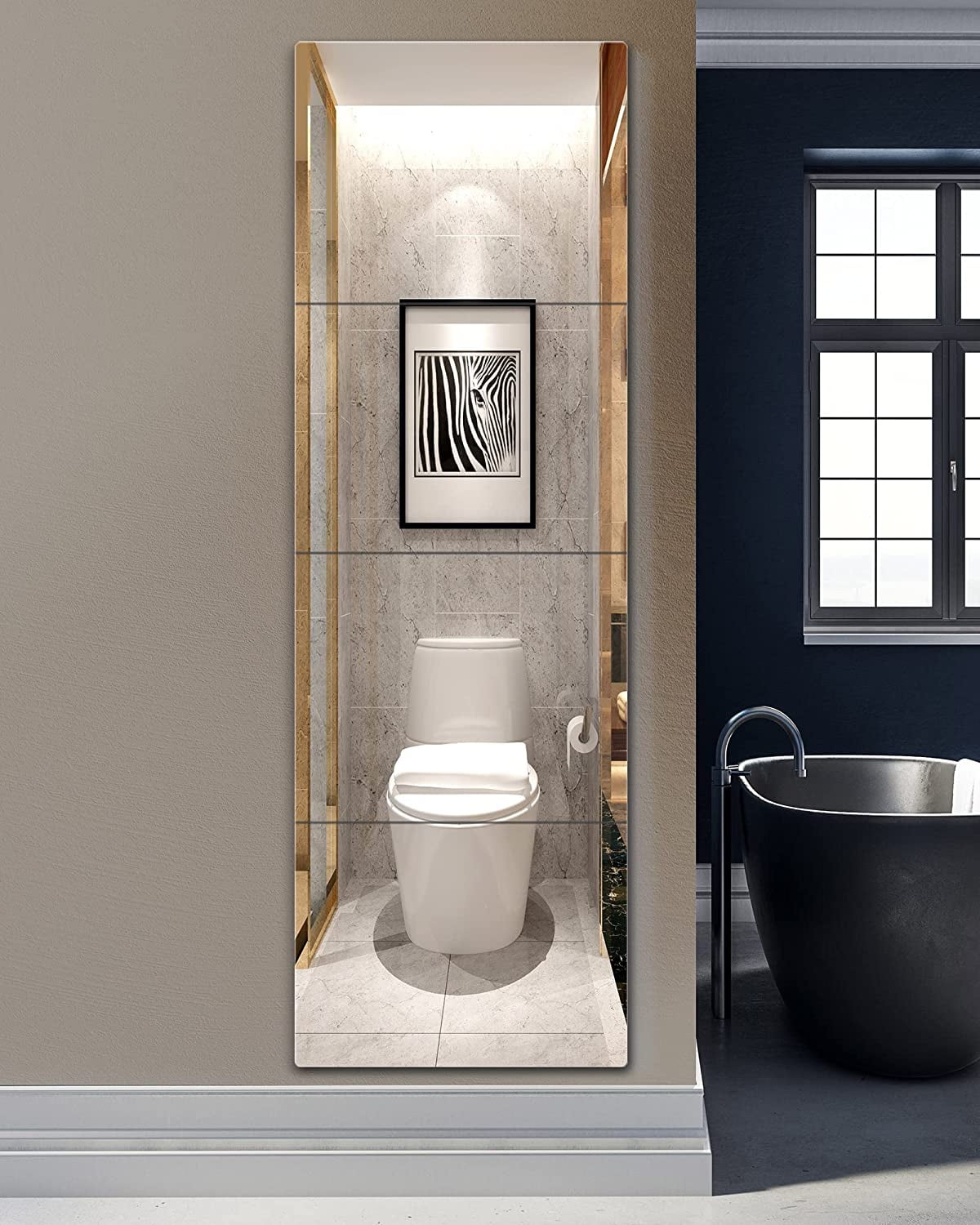 lizhixian 14" x 14" Shatterproof Plexiglass Wall Mirror Set, Set of 4 ...