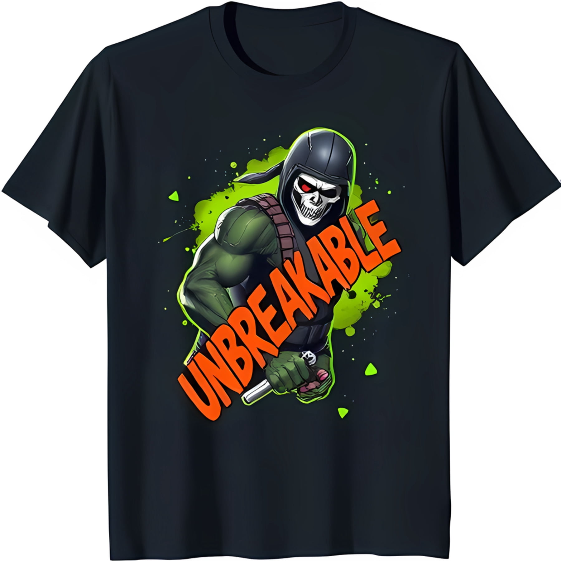 Unbreakable Hooded Figure T-Shirt Dark Black Tee with Green Splatter ...