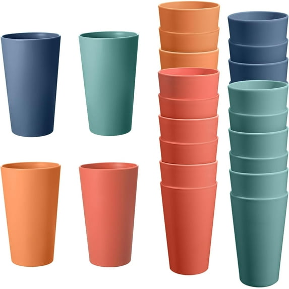 Unbreakable Plastic Cups Set, 20 oz Reusable Plastic Cups, Stackable ...