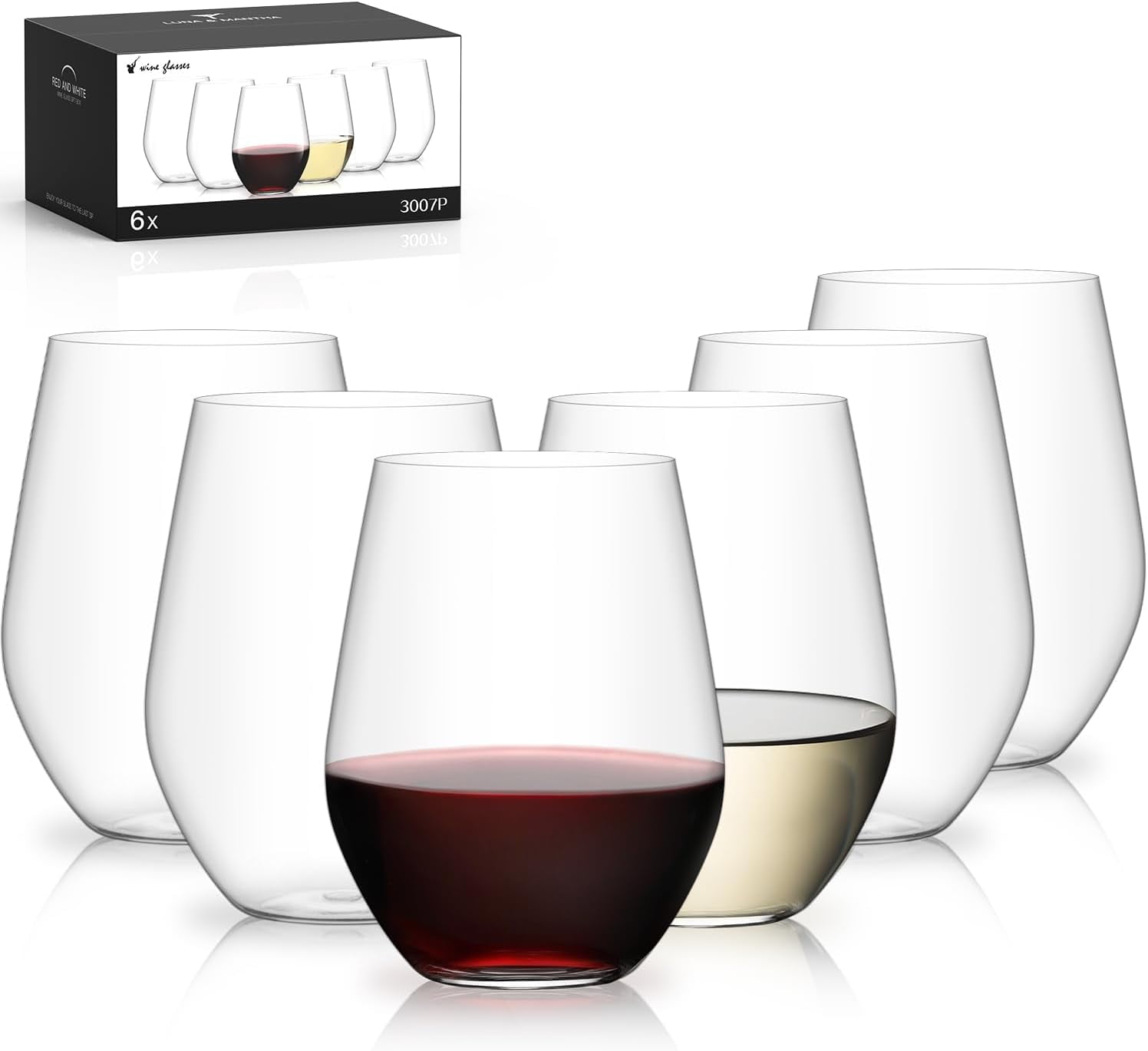 Unbreakable Plastic Stemless Wine Glasses Set of 6, Tritan Plastic Wine ...