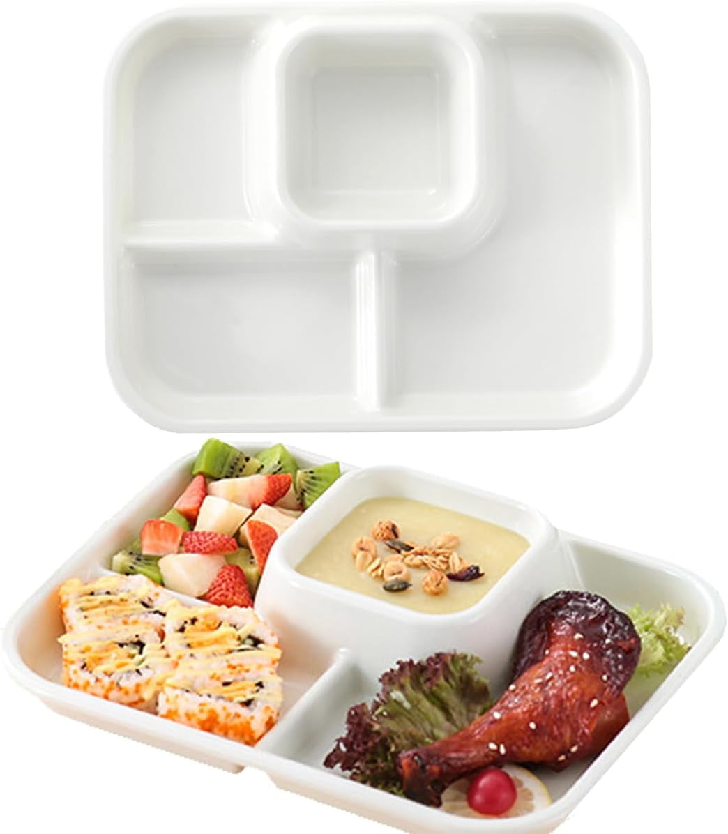 Unbreakable Rectangular Divided Plates for Adults 4 Sections Portion ...