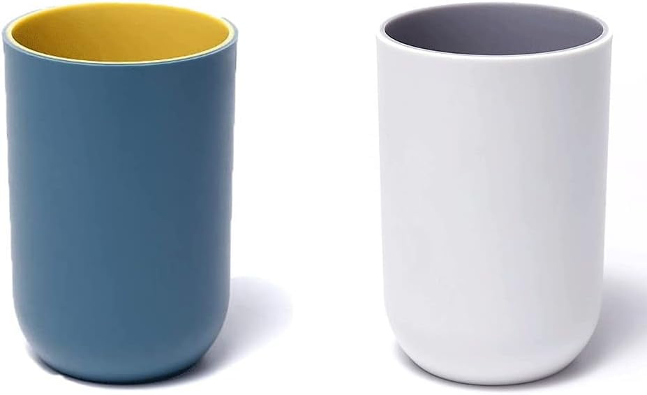 Unbreakable Reusable Drinking Cups Set of 2 Colors, Plastic Toothbrush ...