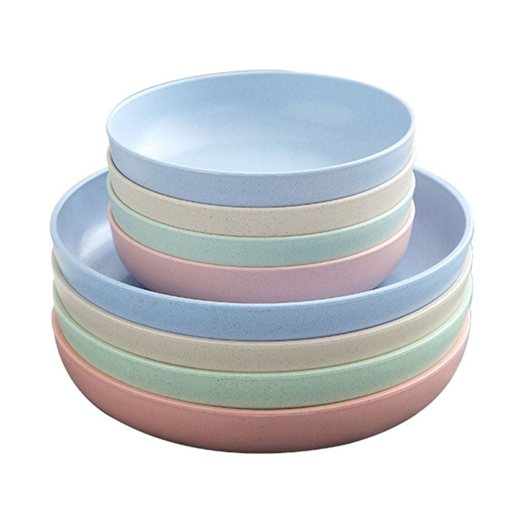 Unbreakable Round Plate Nordic Style Wheat Straw Fruit Festival Dishes ...