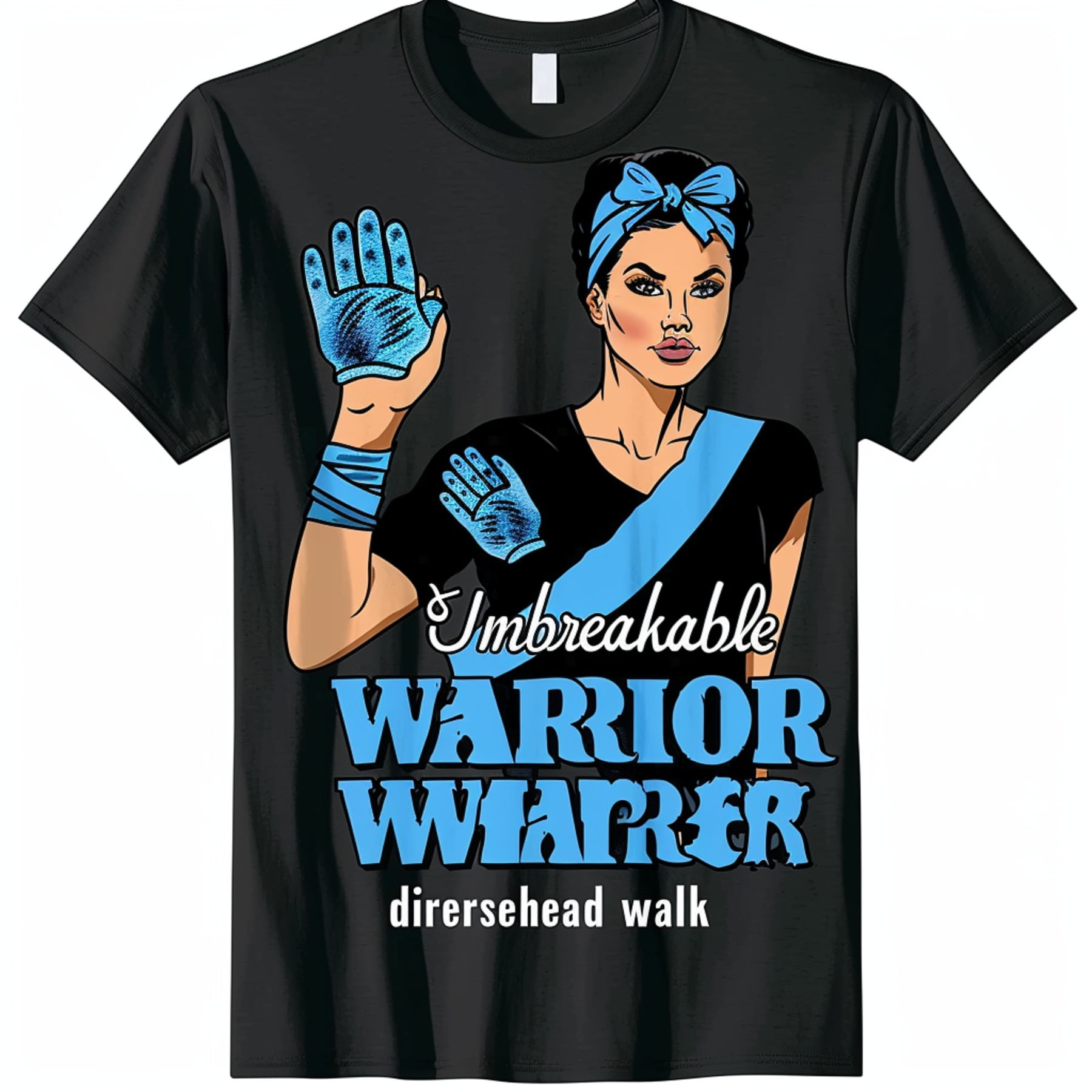 Unbreakable Warrior TShirt with Unique Diberger Design Blue Ribbon ...