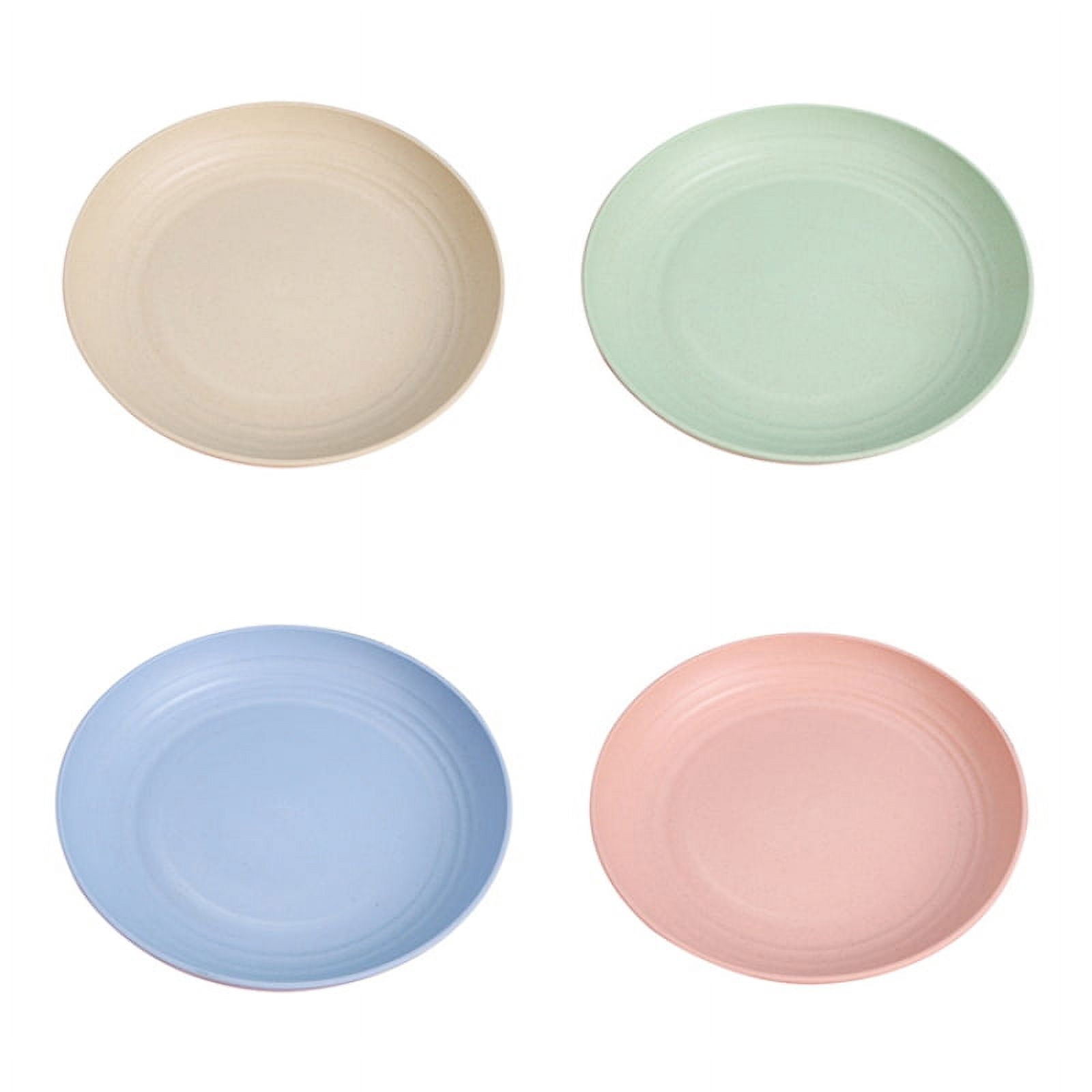 Unbreakable Wheat Straw Plates Set of 4, 10 Inches Deep Dinner Plates ...