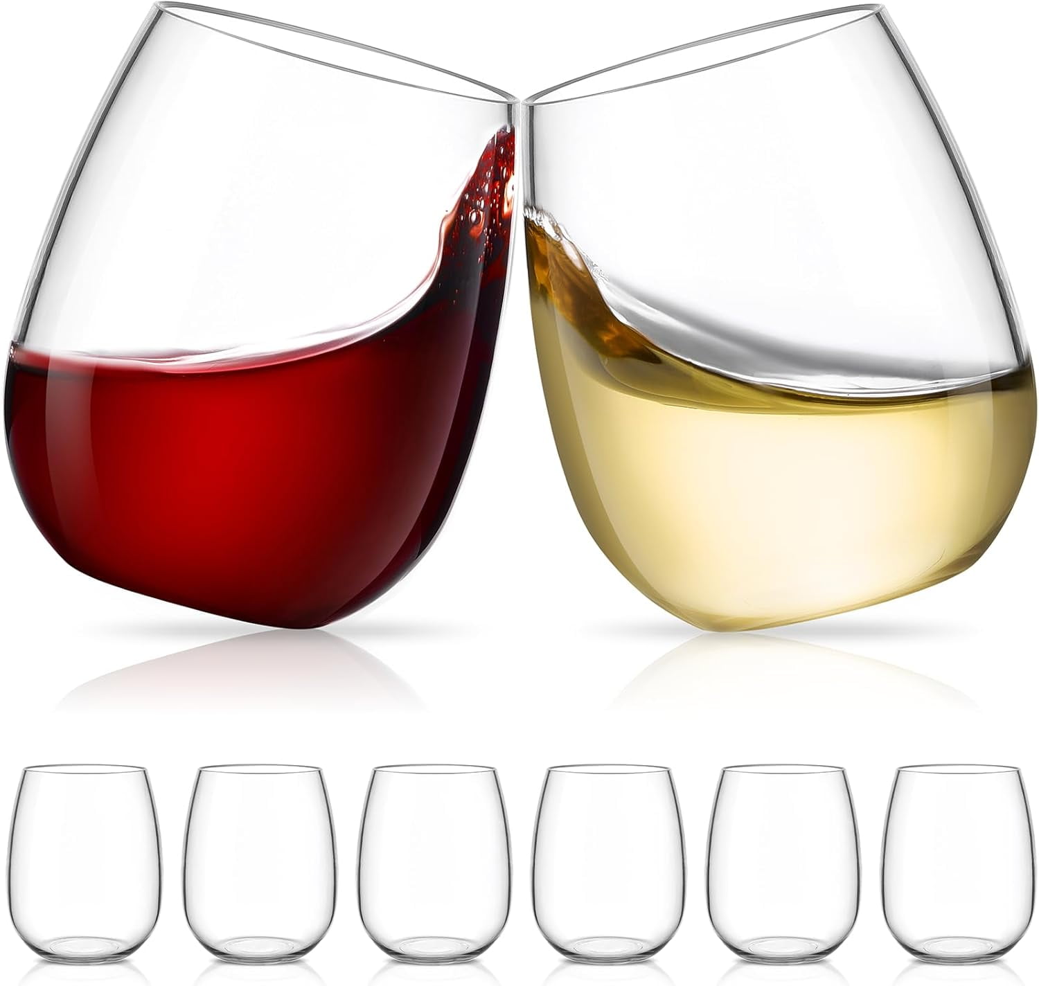 Unbreakable Wine Glasses 6-Piece Set, 18 oz. Stemless Wine Glasses ...