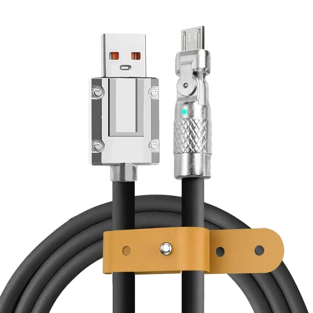 Unbreakable Zinc Alloy 120W 6A Fast Charging Data Cable Micro USB Wire ...