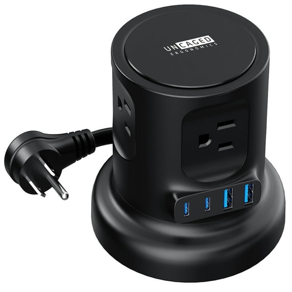 Uncaged Ergonomics Retractable Cube Power Strip with 4 AC Outlets, 2 ...