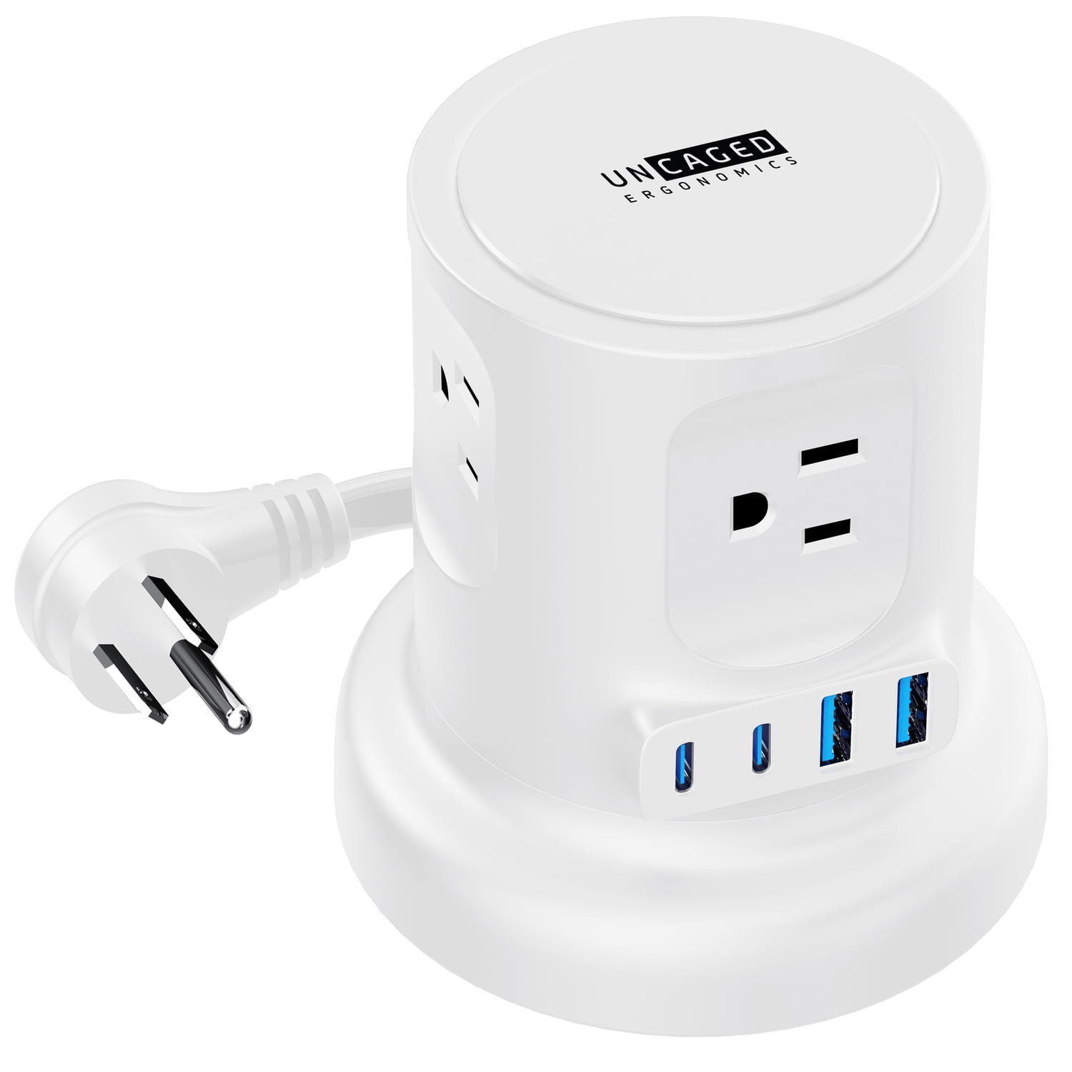 Uncaged Ergonomics Retractable Cube Power Strip with 4 AC Outlets, 2 ...