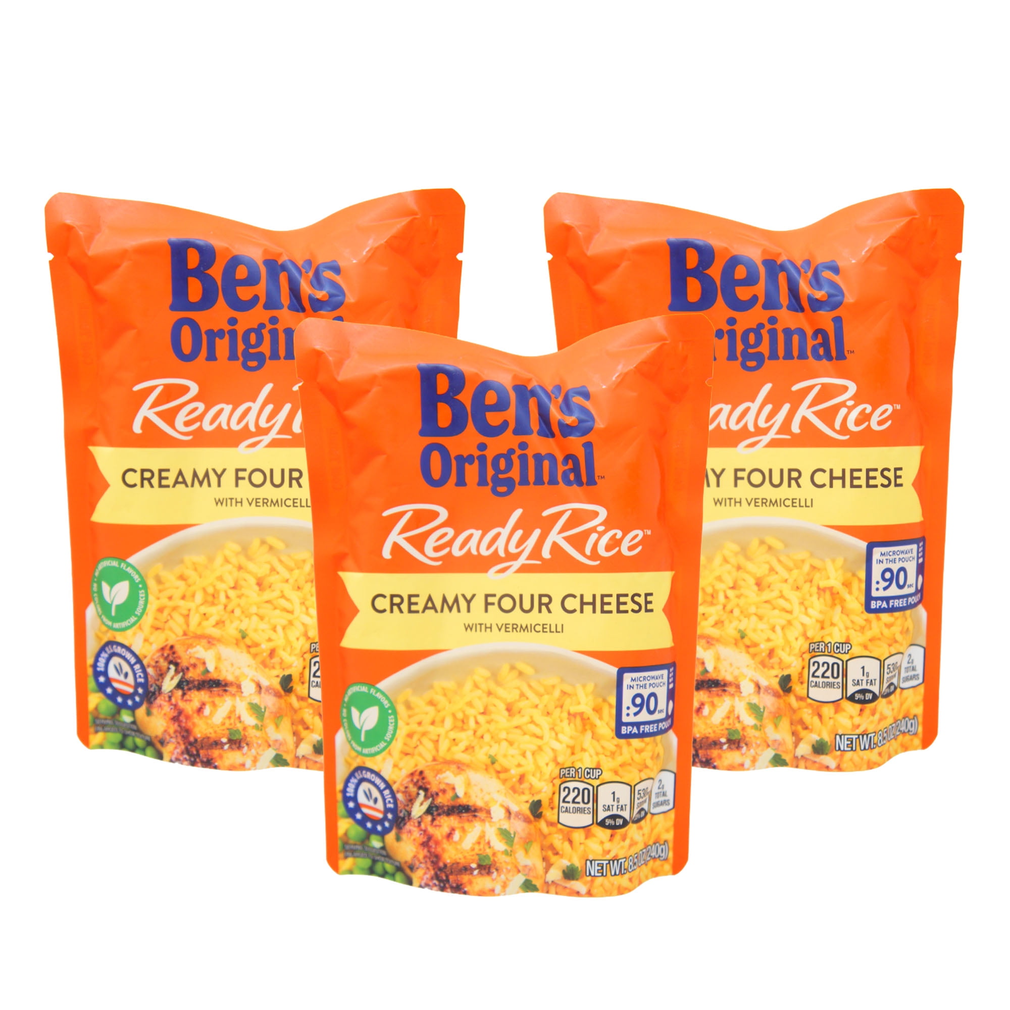 Uncle Bens Ready Rice Creamy Four Cheese, 8.5oz Pouch (Pack of 3 ...
